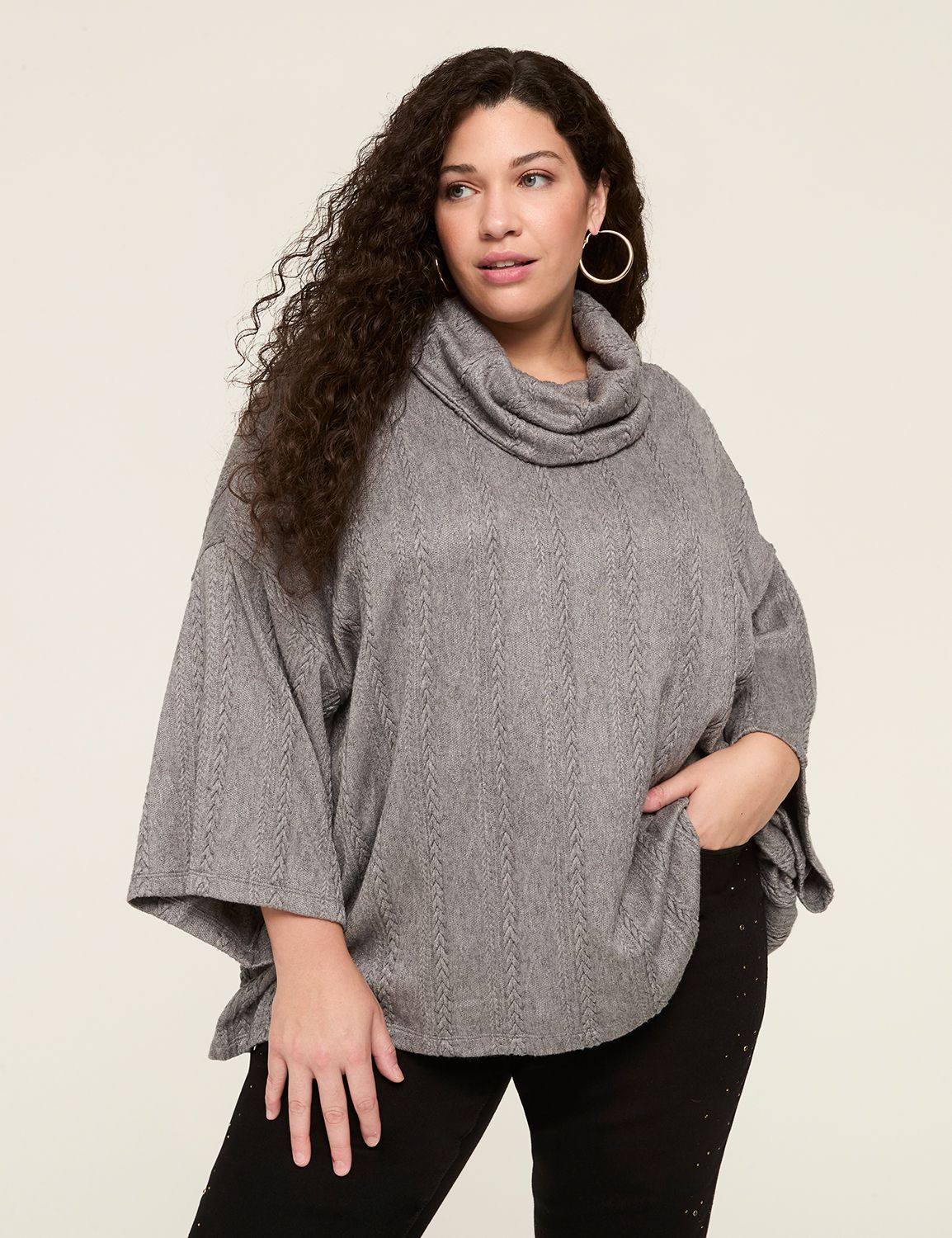 Cowlneck Textured Poncho Top | LaneBryant