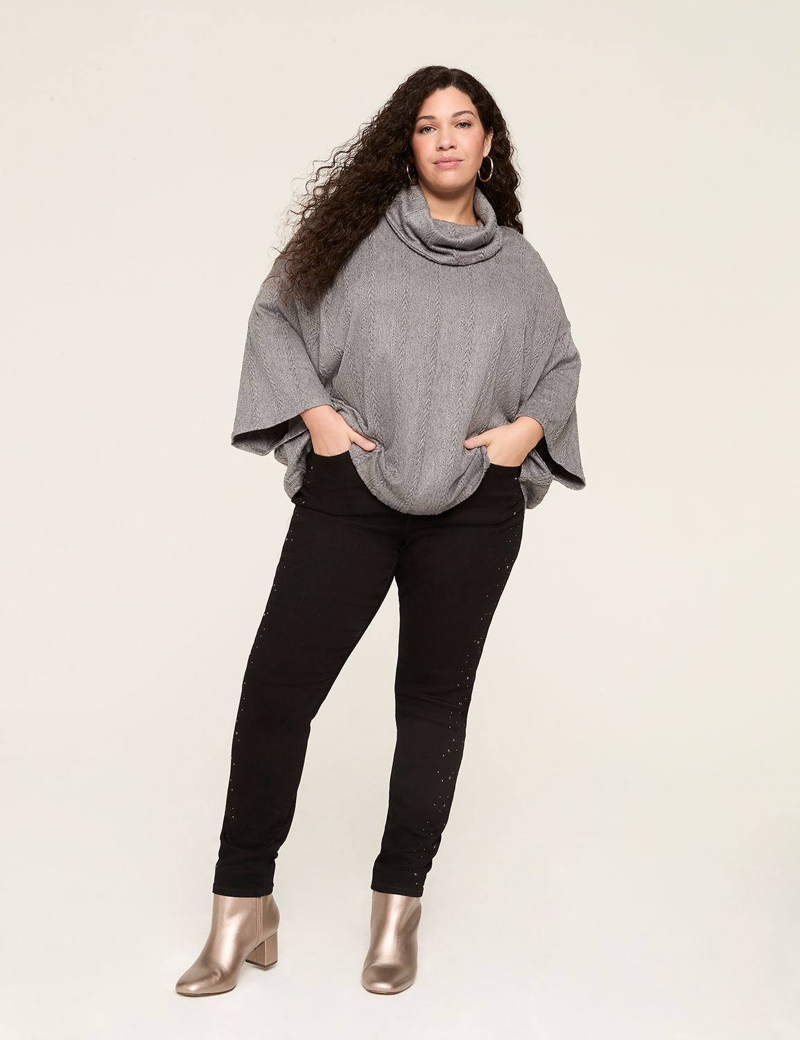 Short Sleeve Cowl Neck Poncho S 114 | LaneBryant