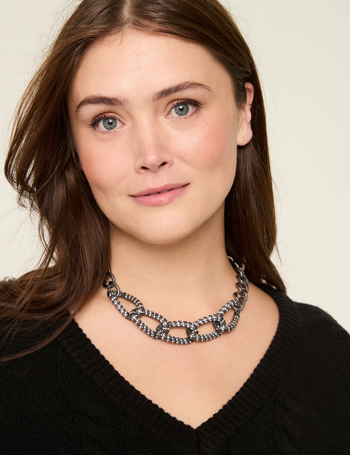 Hematite Pave Chain Necklace | LaneBryant
