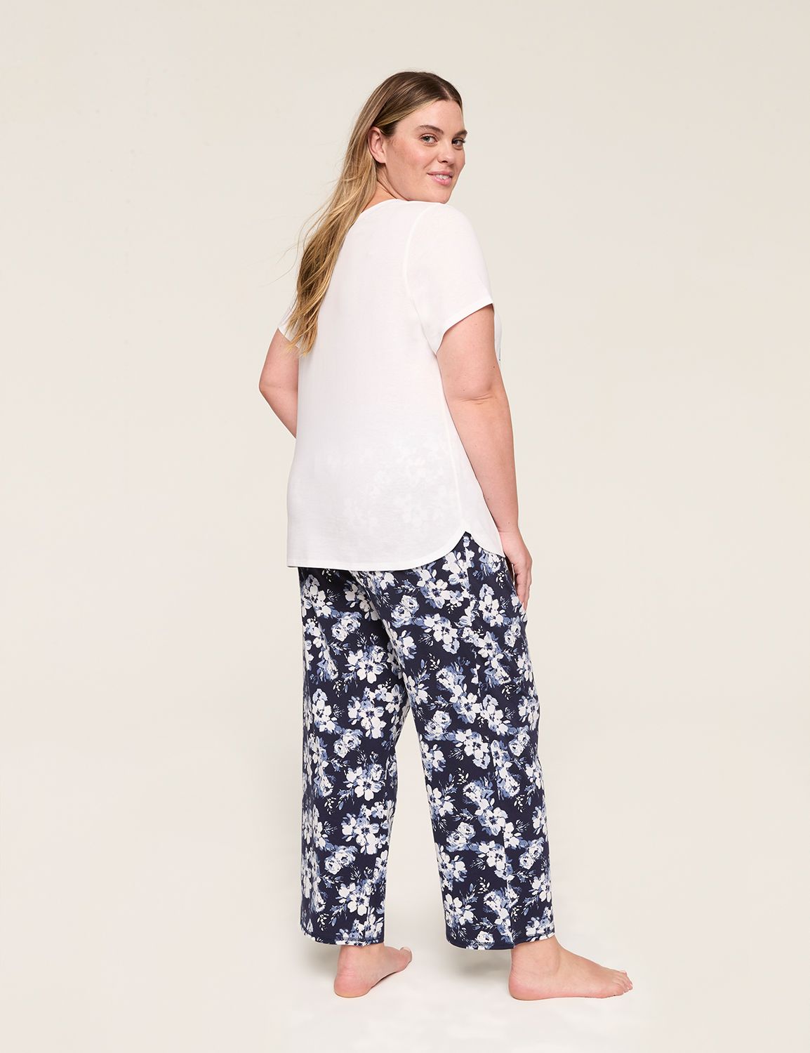 V Neck Tee Block Pant PJ Set 114469 | LaneBryant
