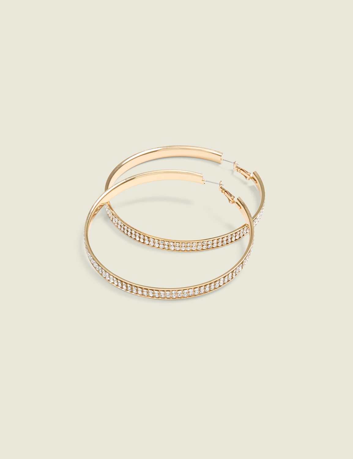 Large Embellished Gold Hoops | LaneBryant
