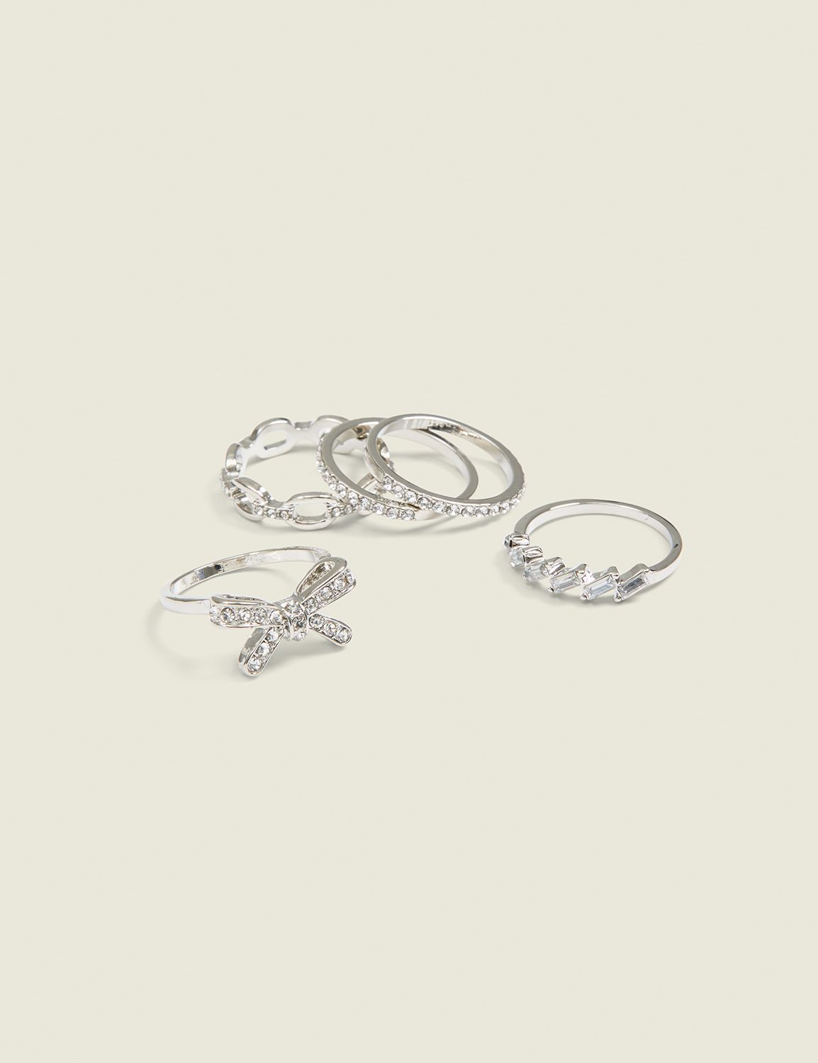 Silver Bow Ring Stack | LaneBryant