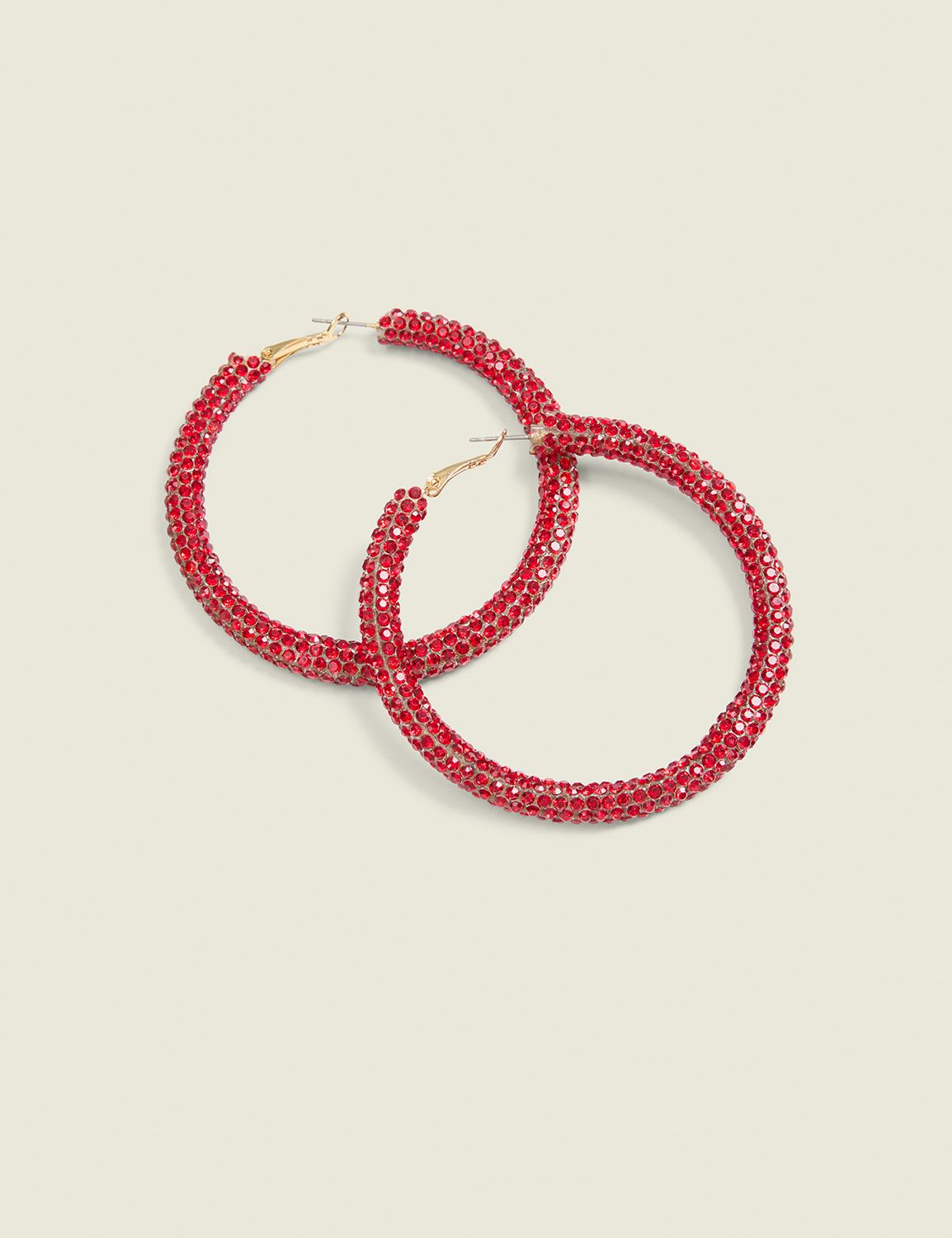 Red Pave Hoop Earrings | LaneBryant