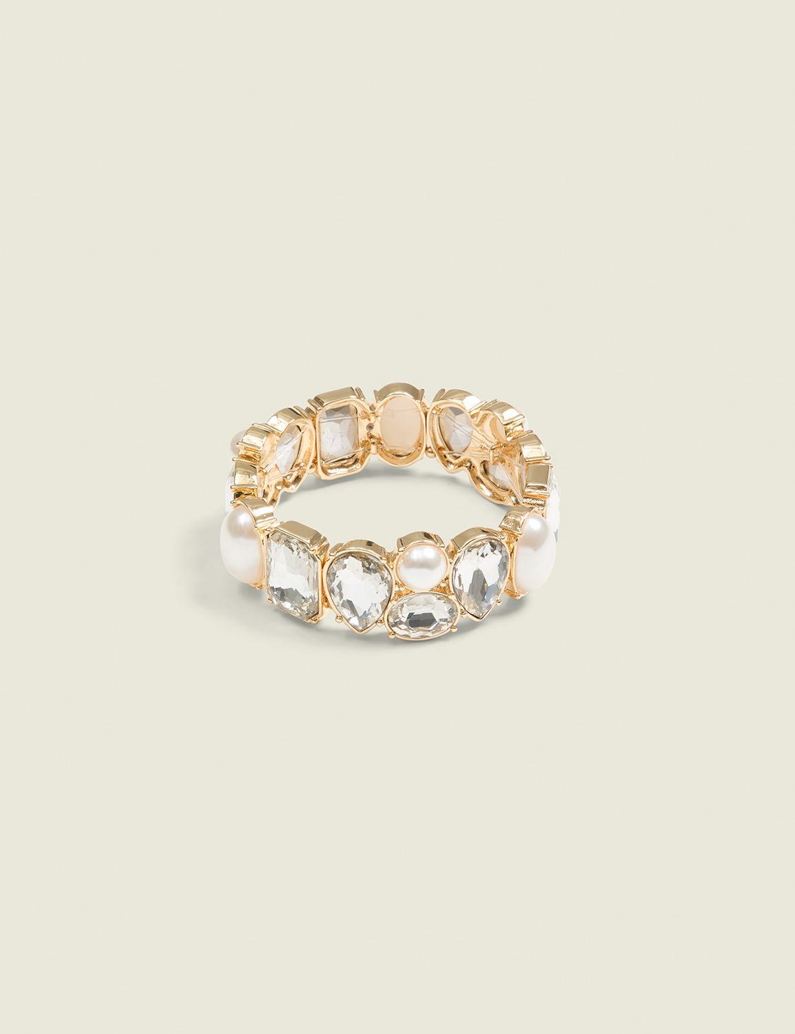 Gold Pearl & Stone Stretch Bracelet | LaneBryant