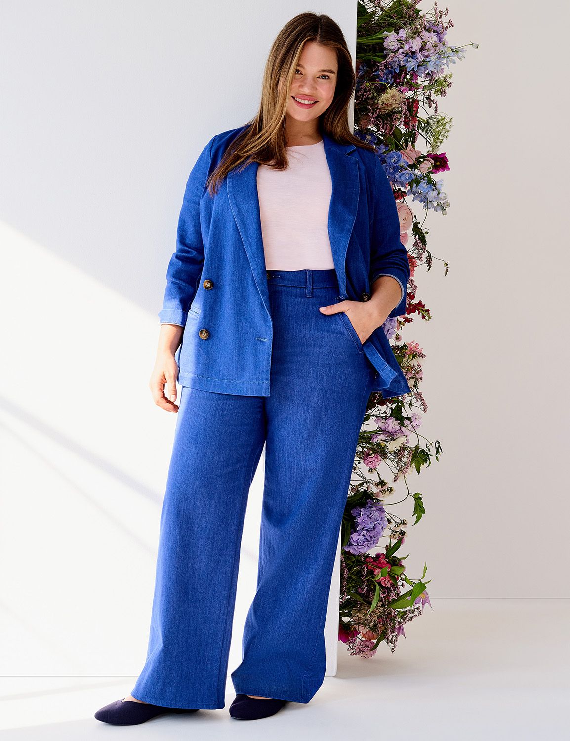 HIGH RISE WIDE TROUSER- MED WASH 11 | LaneBryant