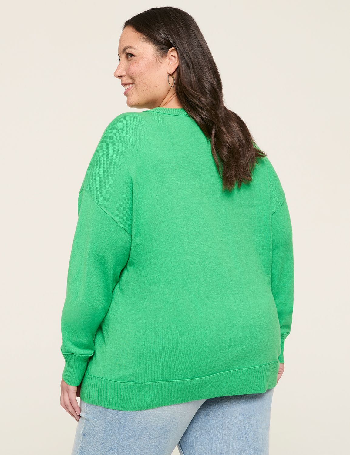 Classic Long Sleeve Open Crew Neck | LaneBryant