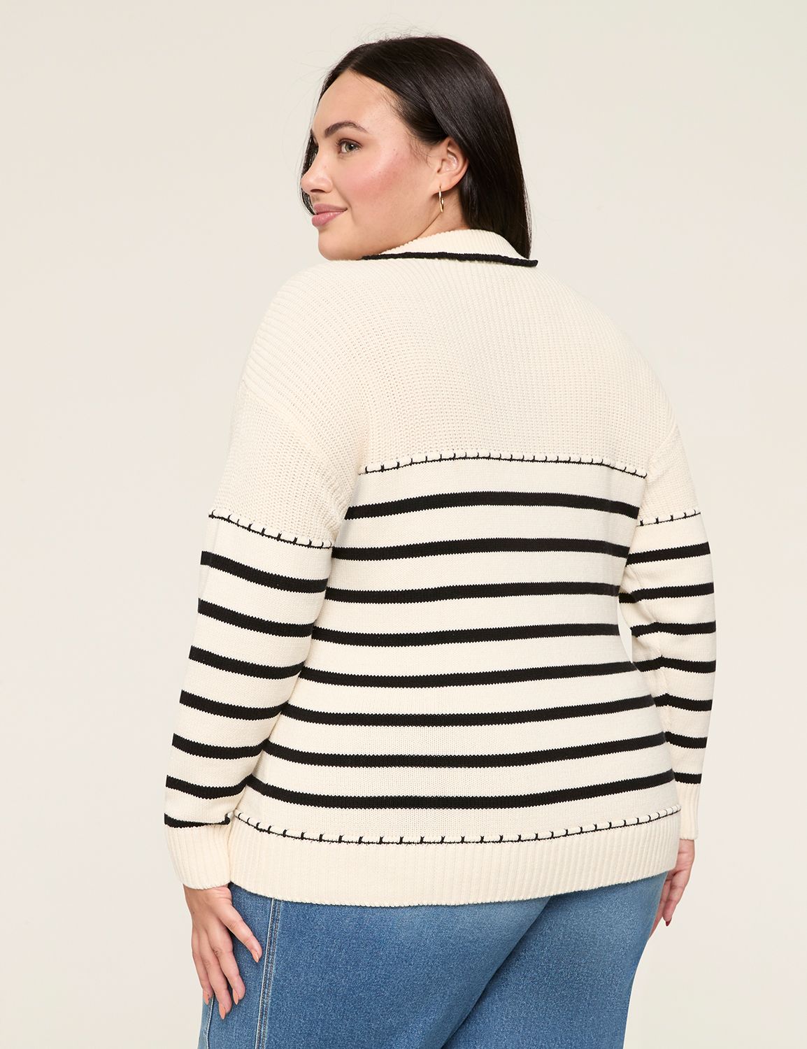 Classic Striped Long Sleeve Collar | LaneBryant
