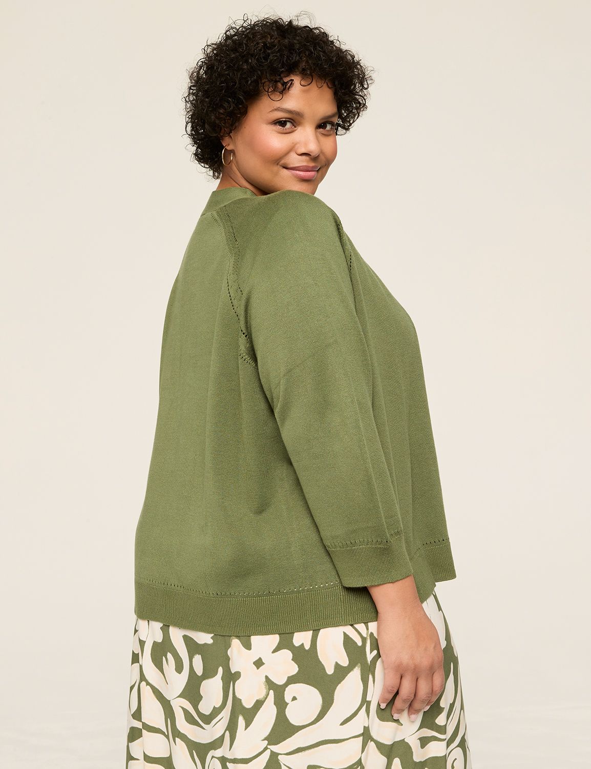 Classic 3/4 Sleeve Open Front Shrug | LaneBryant