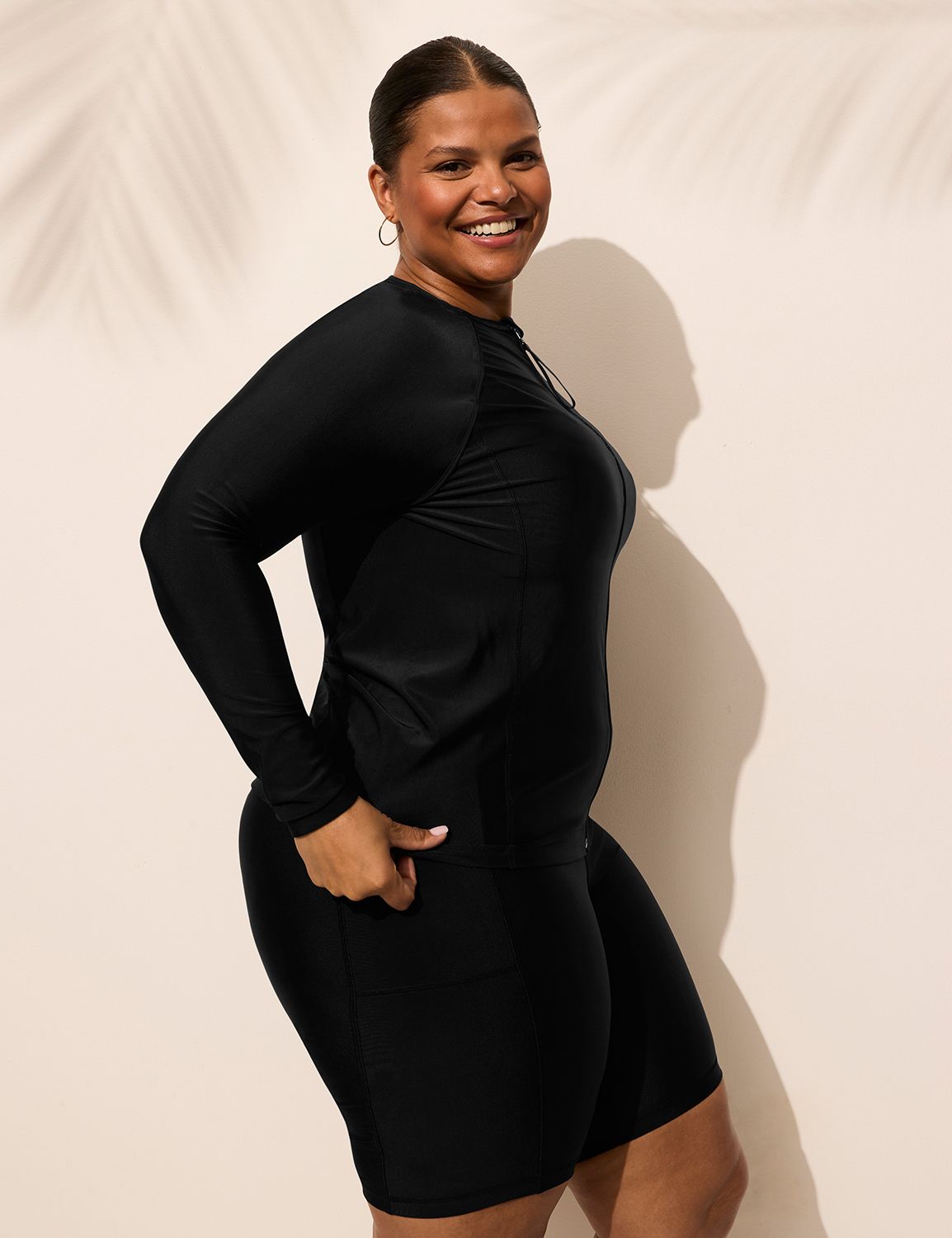 Plus Size | Long Sleeve Full Zip Rash Guard 114 | LaneBryant