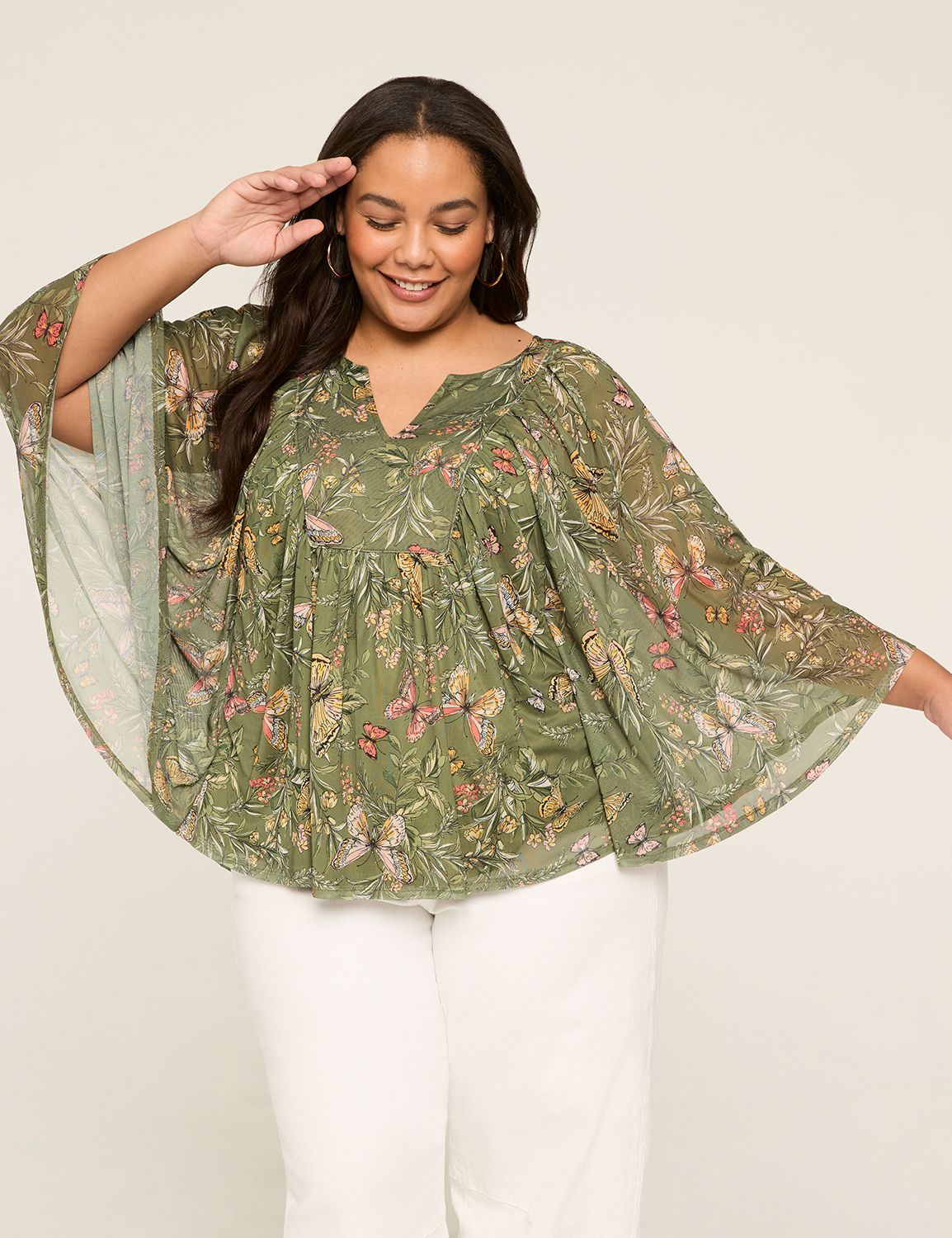 Short Sleeve Notched Neck Circle To | LaneBryant