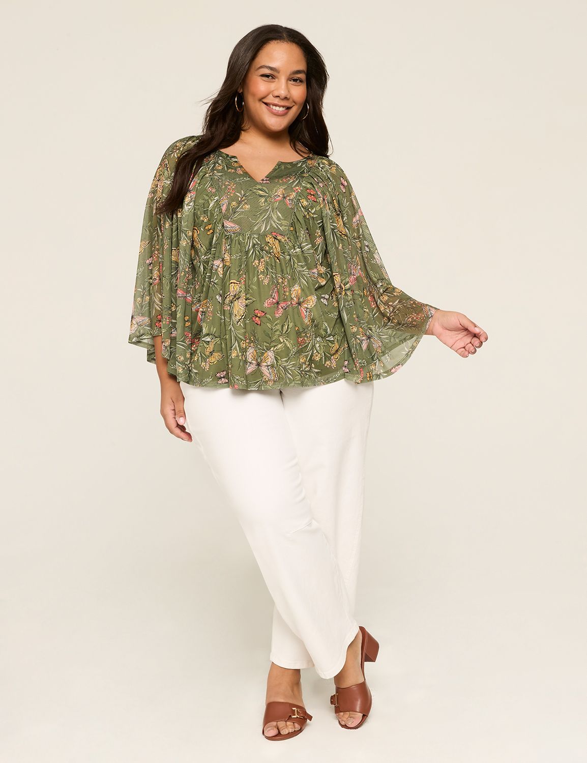 Short Sleeve Notched Neck Circle To | LaneBryant