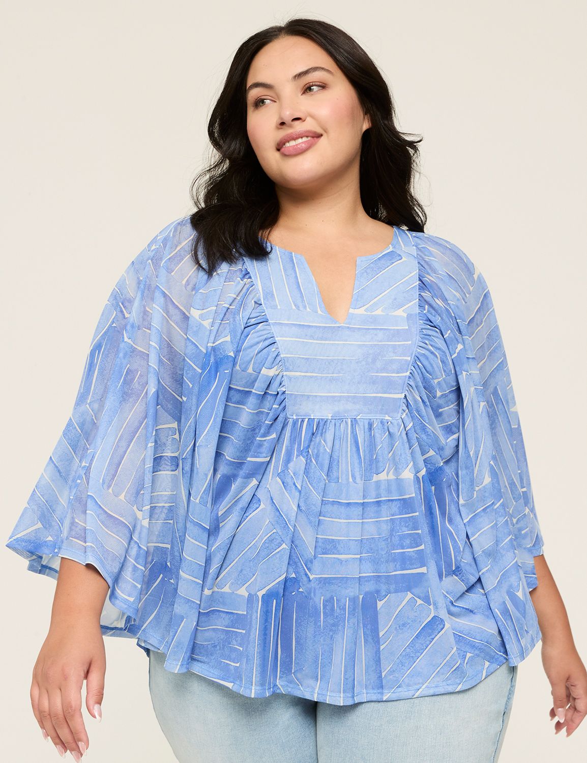 Short Sleeve Notched Neck Circle To | LaneBryant