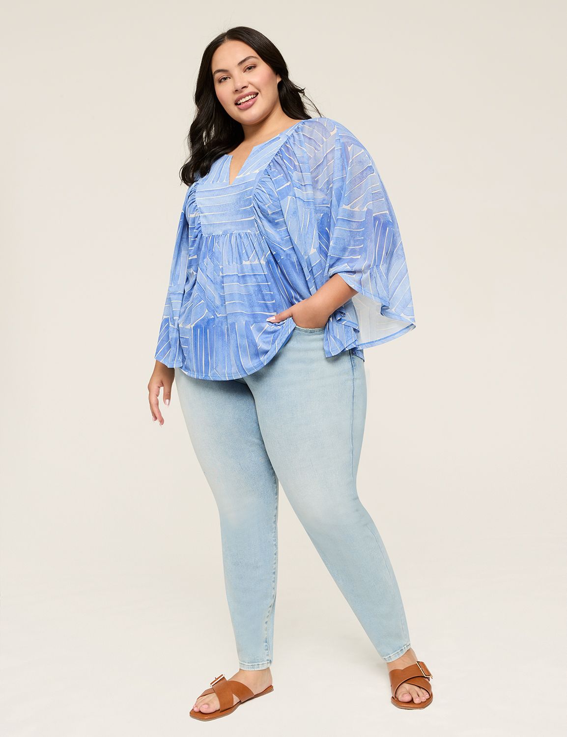 Short Sleeve Notched Neck Circle To | LaneBryant