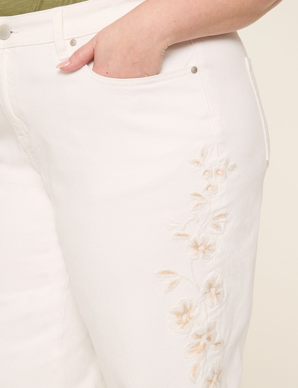 BOYFRIEND CAPRI - FLORAL EMBROIDERY | LaneBryant