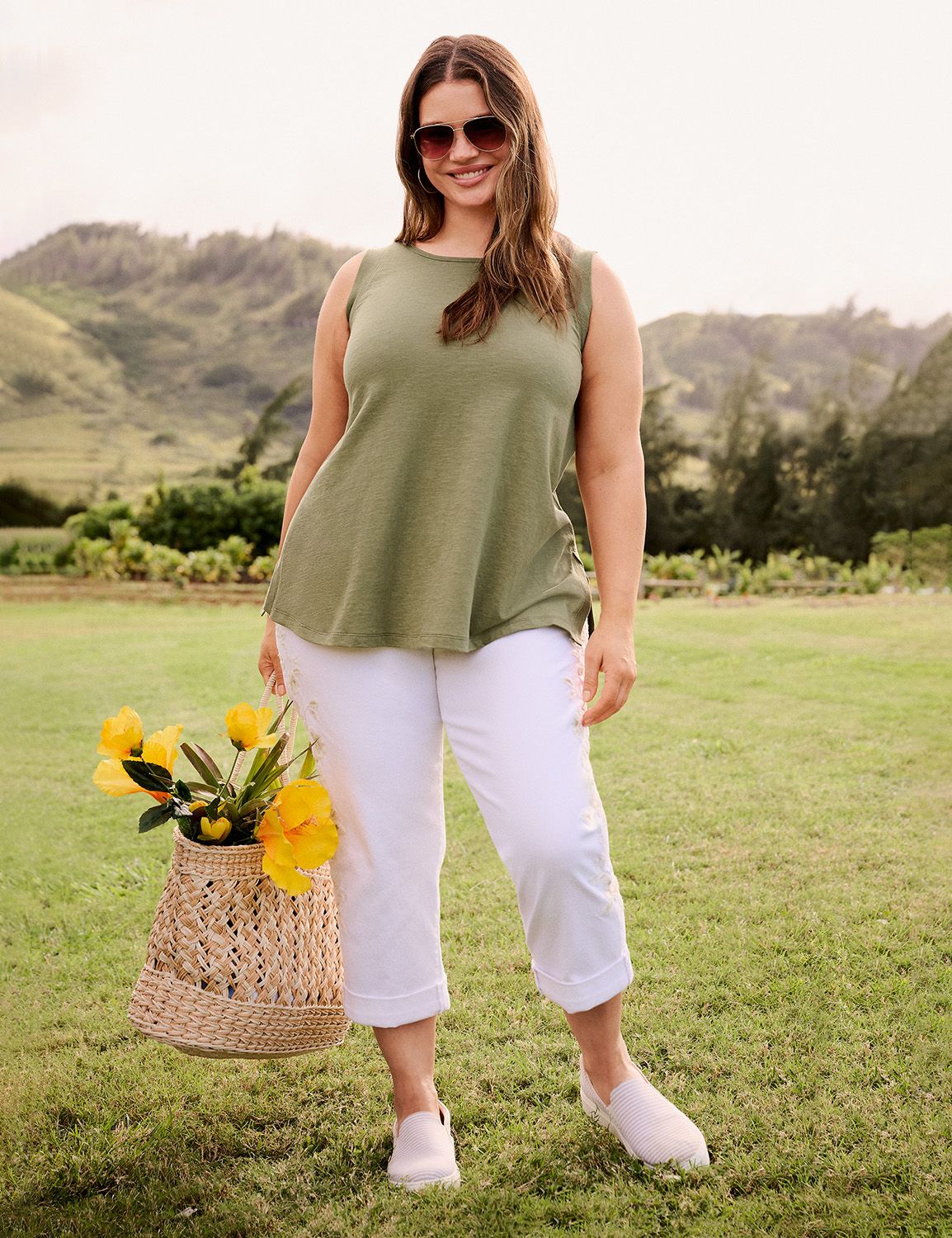 BOYFRIEND CAPRI - FLORAL EMBROIDERY | LaneBryant