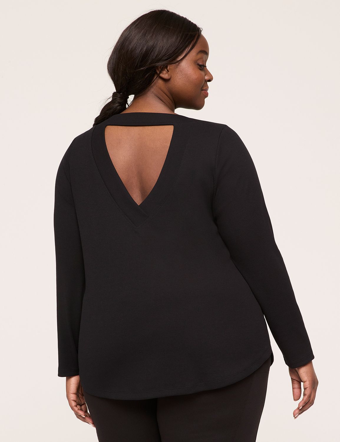 LIVI Long Sleeve Boat Neckline Rib | LaneBryant