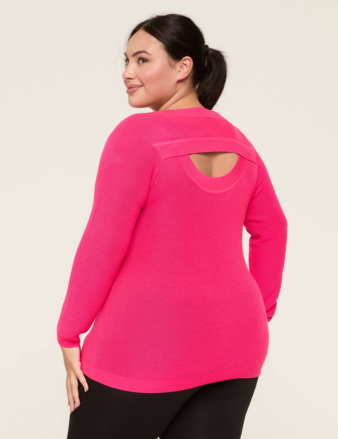 LIVI Long Sleeve Boat Neckline Rib | LaneBryant
