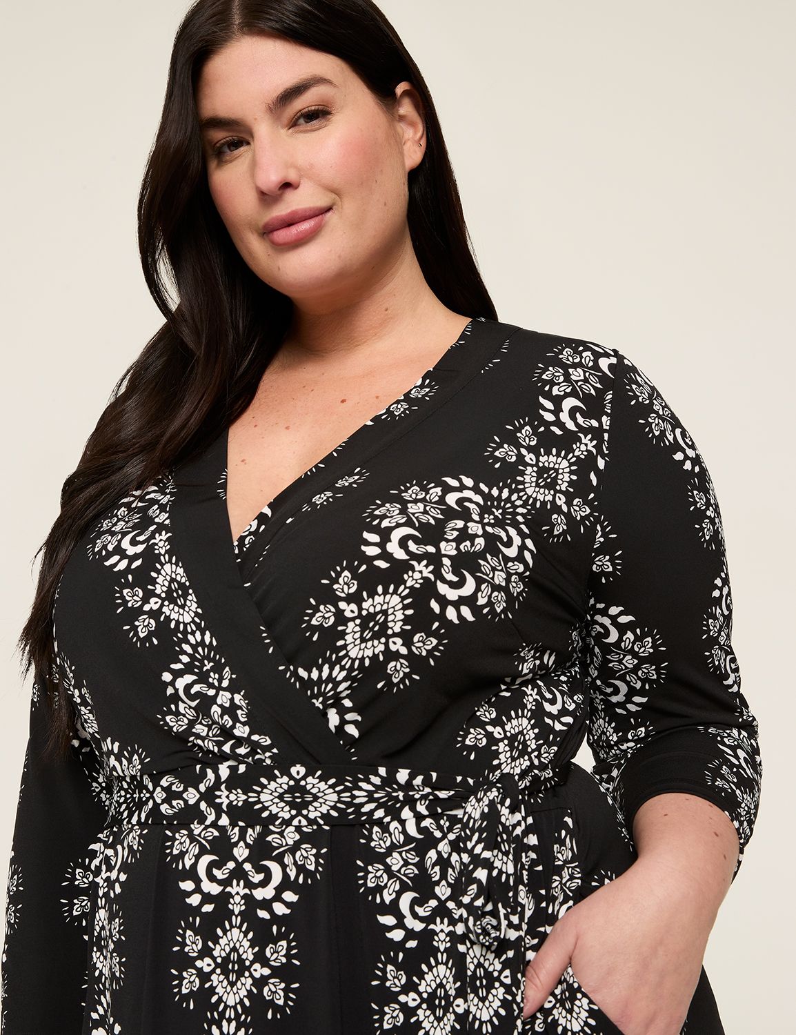 LS MATTE JERSEY WRAP DRESS 1144003 | LaneBryant