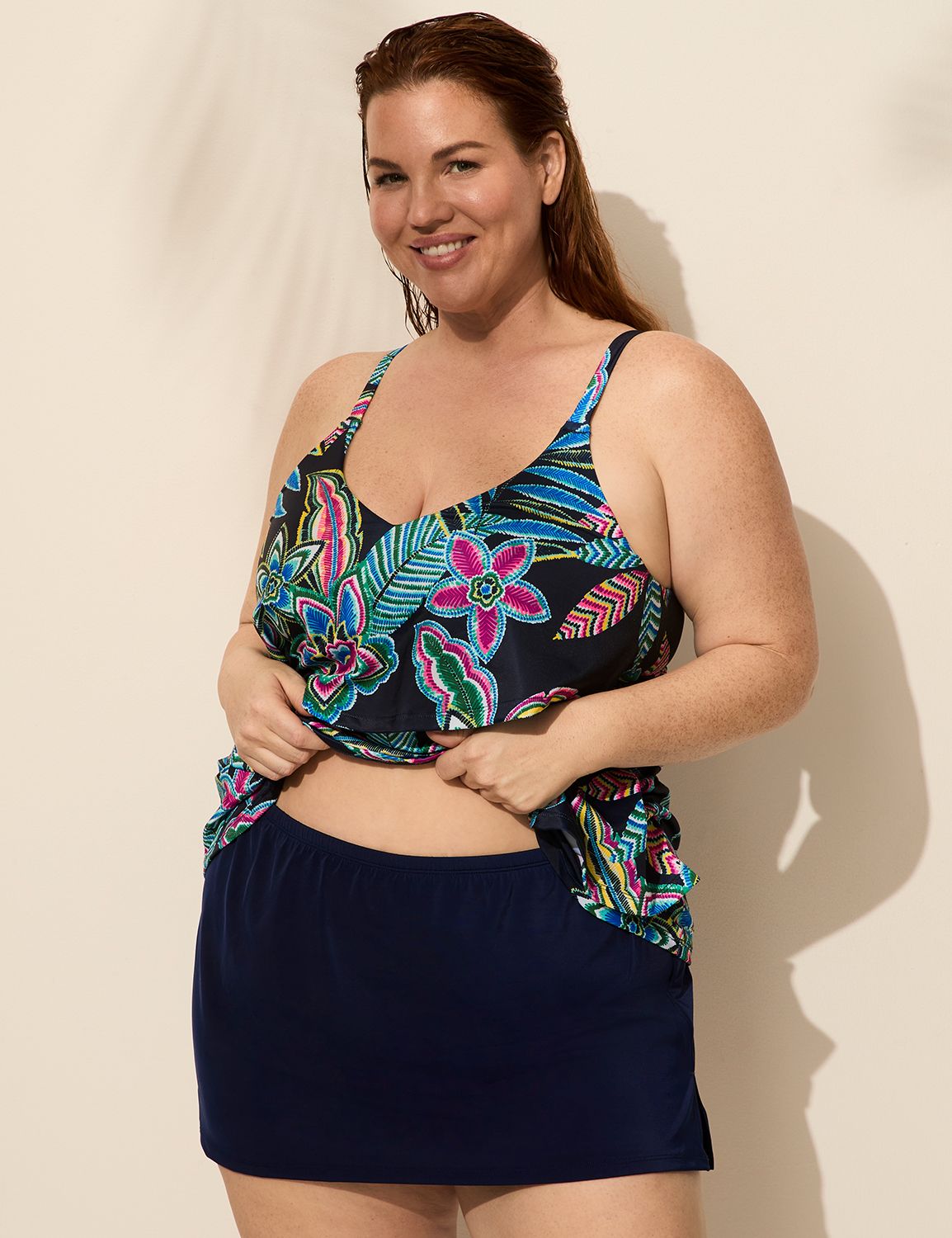 Plus Size | NW Three Tier Flounce Tankini 11453 | LaneBryant