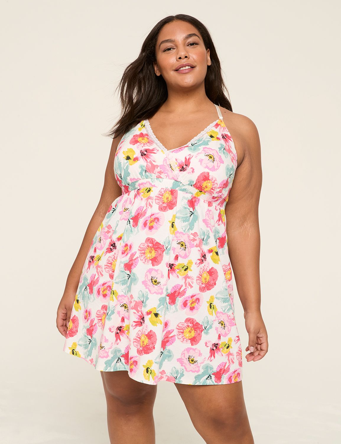 Cotton Lovely Lace Trim Chemise 114 | LaneBryant