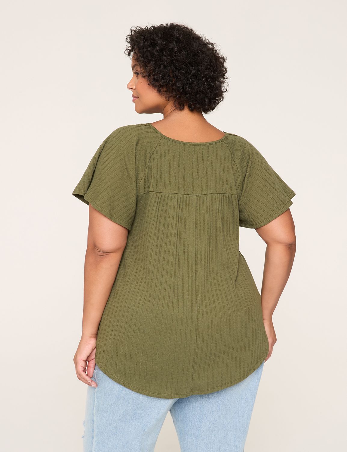Short Flutter Sleeve Crochet Neckli | LaneBryant
