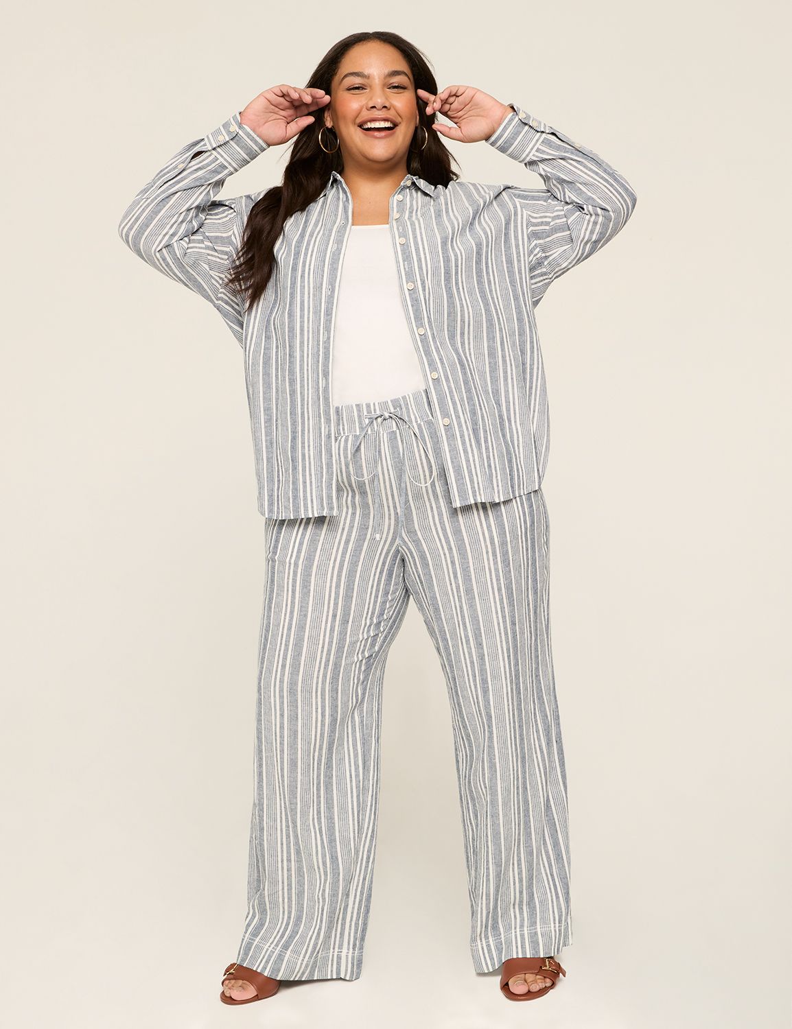 Linen Wide Leg Pant - New Sandal Length | LaneBryant