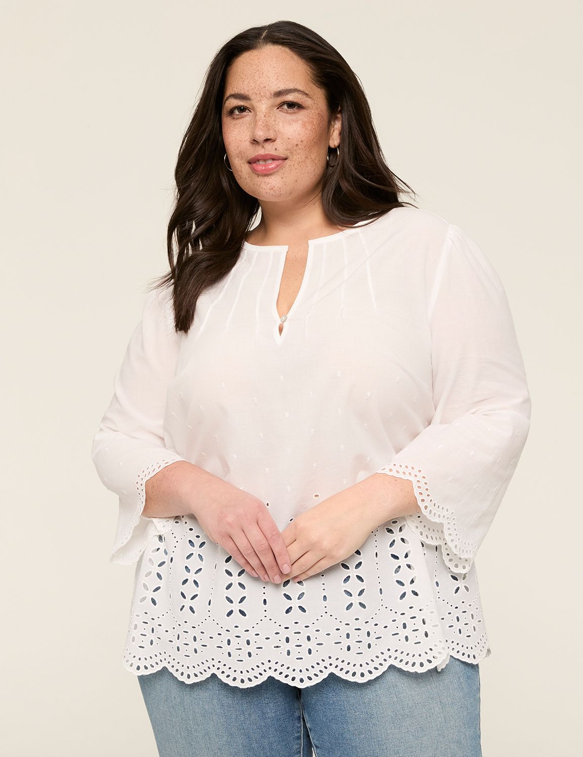 Classic 3/4 Sleeve Crew Neck Popove | LaneBryant