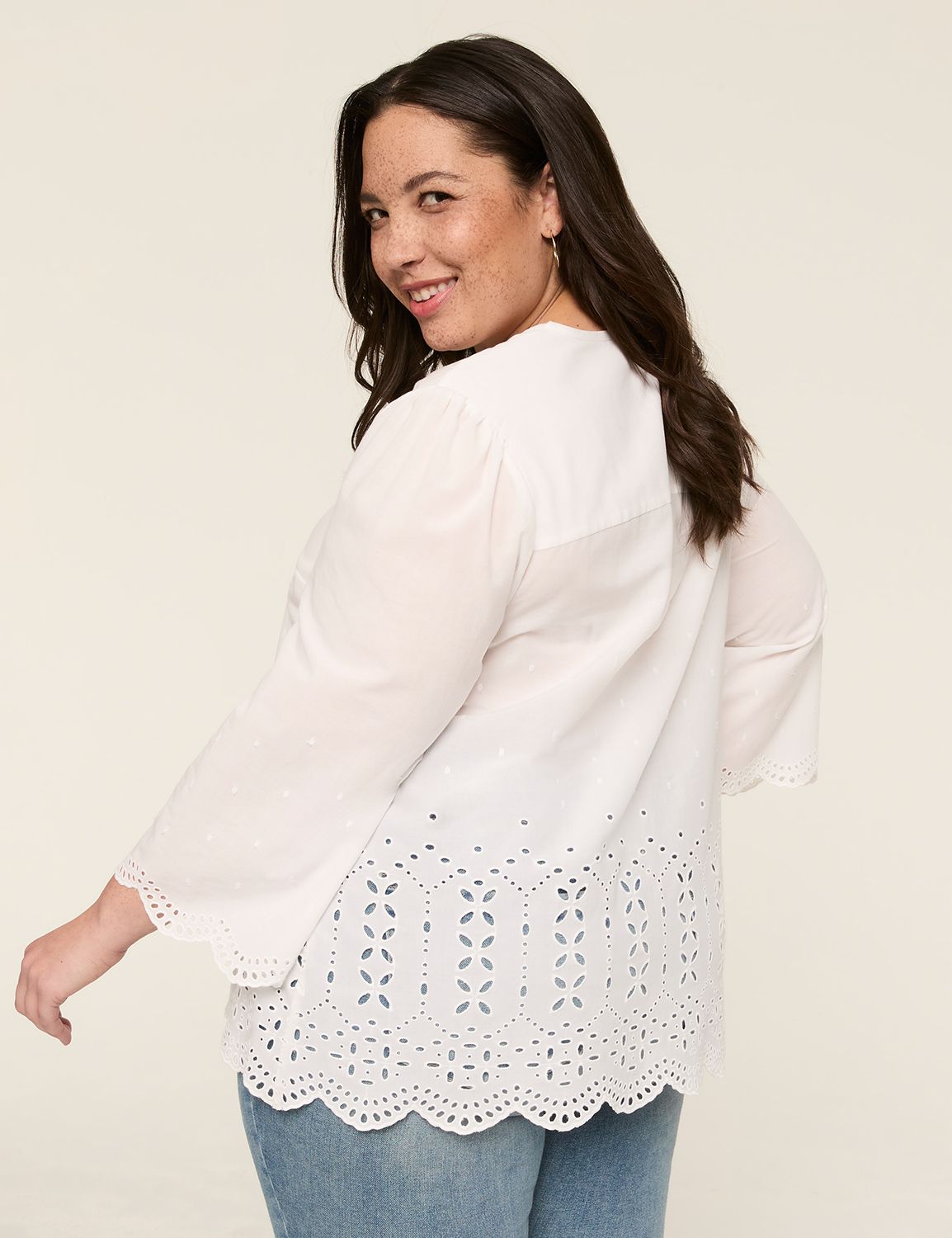 Classic 3/4 Sleeve Crew Neck Popove | LaneBryant