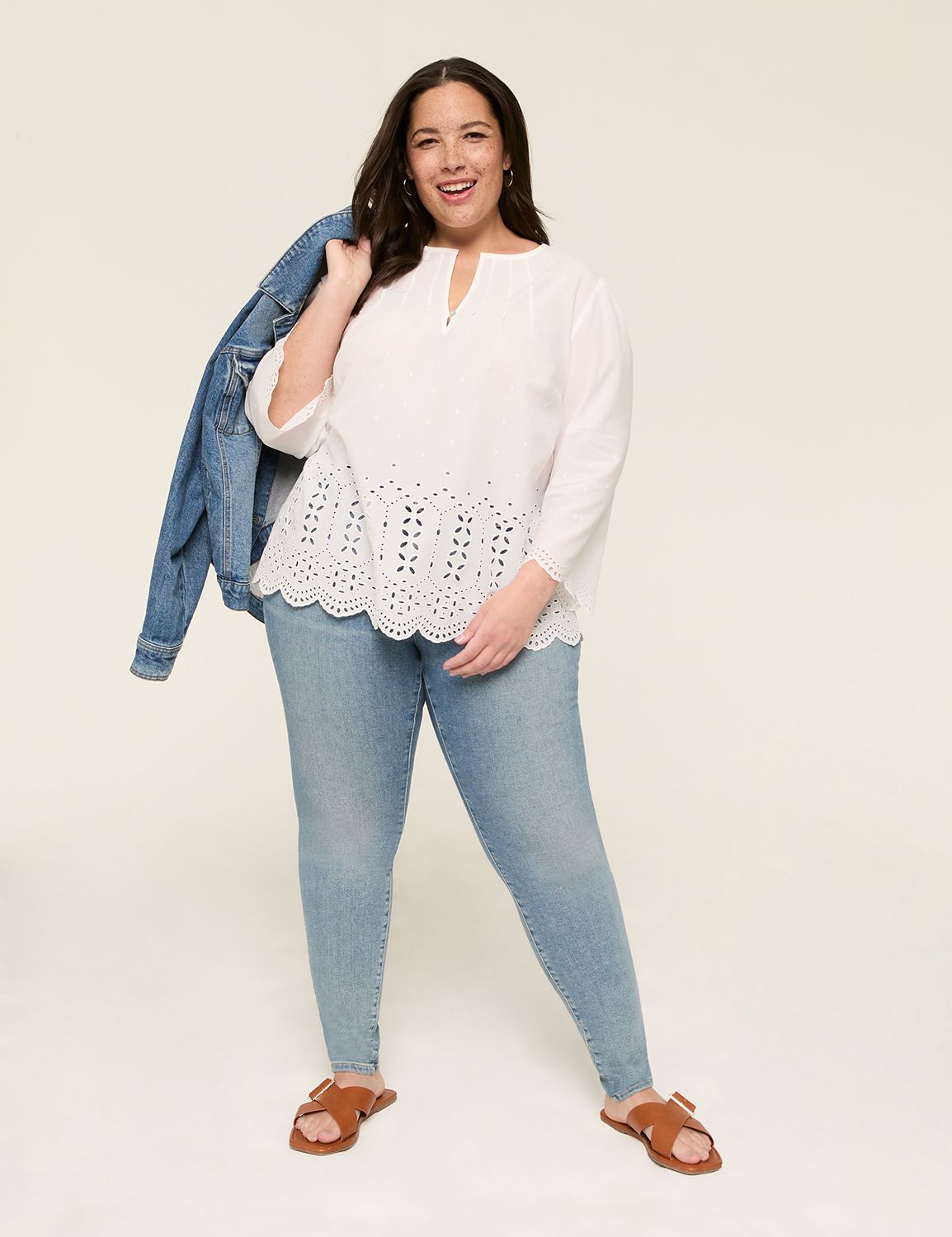 Classic 3/4 Sleeve Crew Neck Popove | LaneBryant