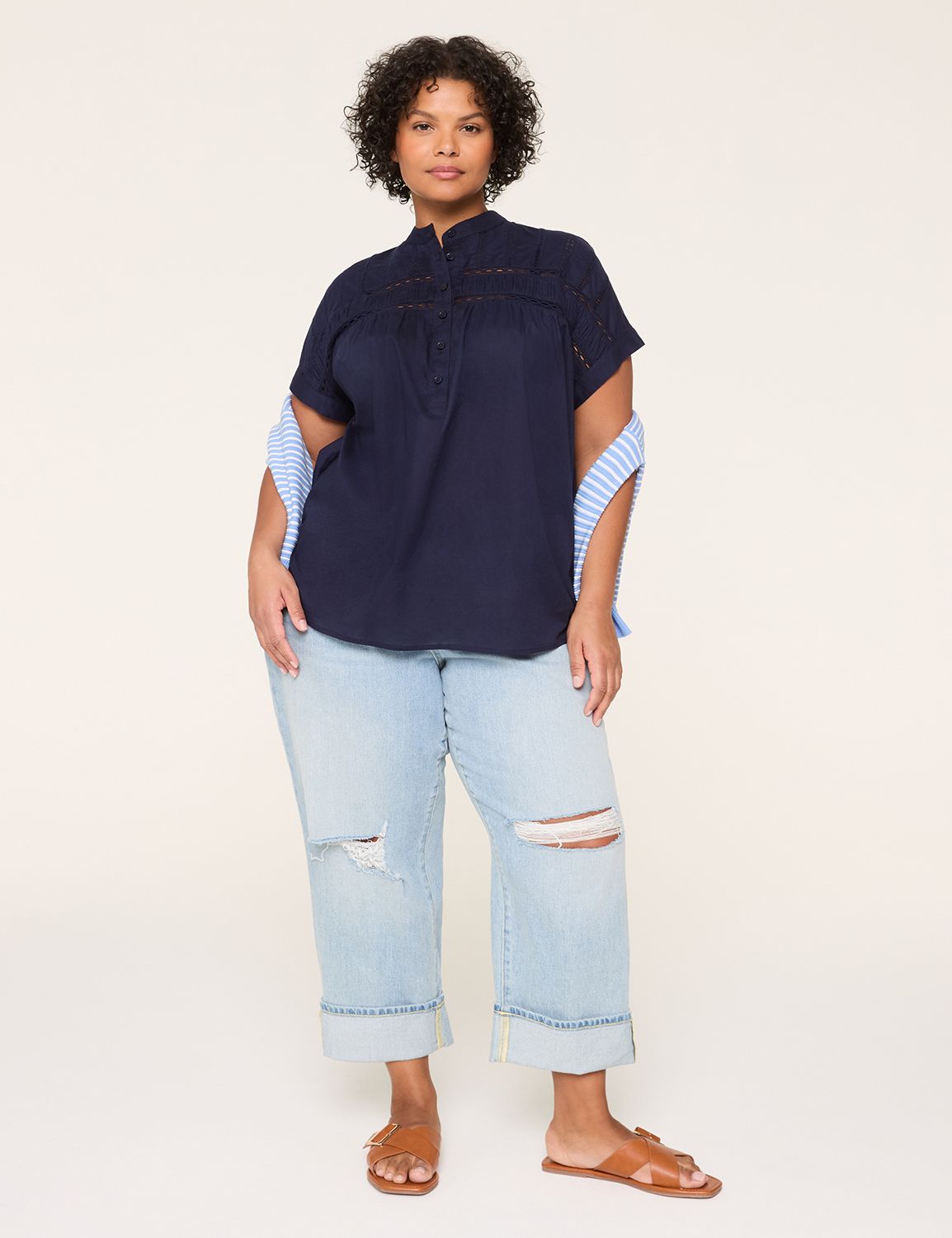 Swing SS Half Placket Popover 11456 | LaneBryant