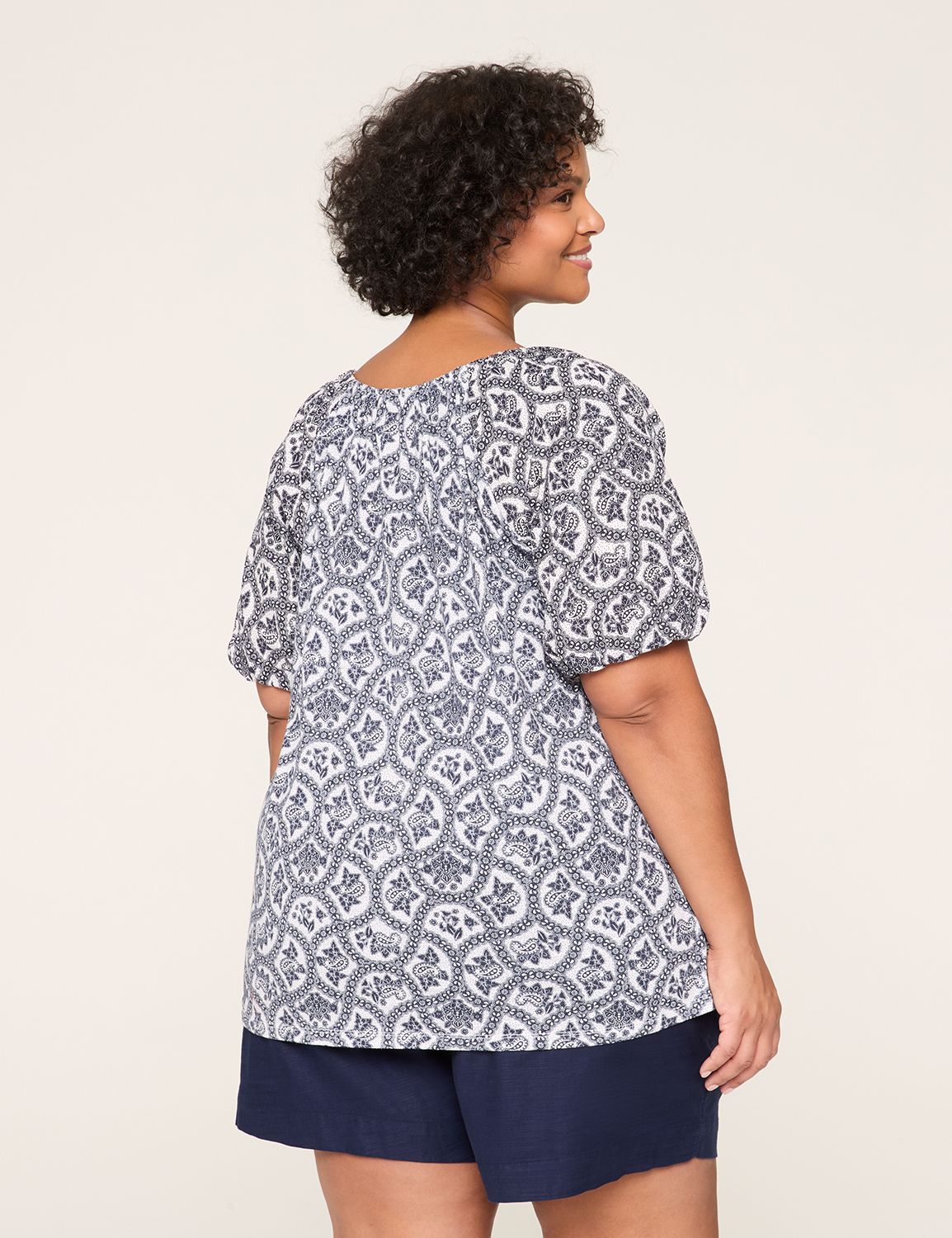 Bubble Short Sleeve Easy Crew Neck | LaneBryant
