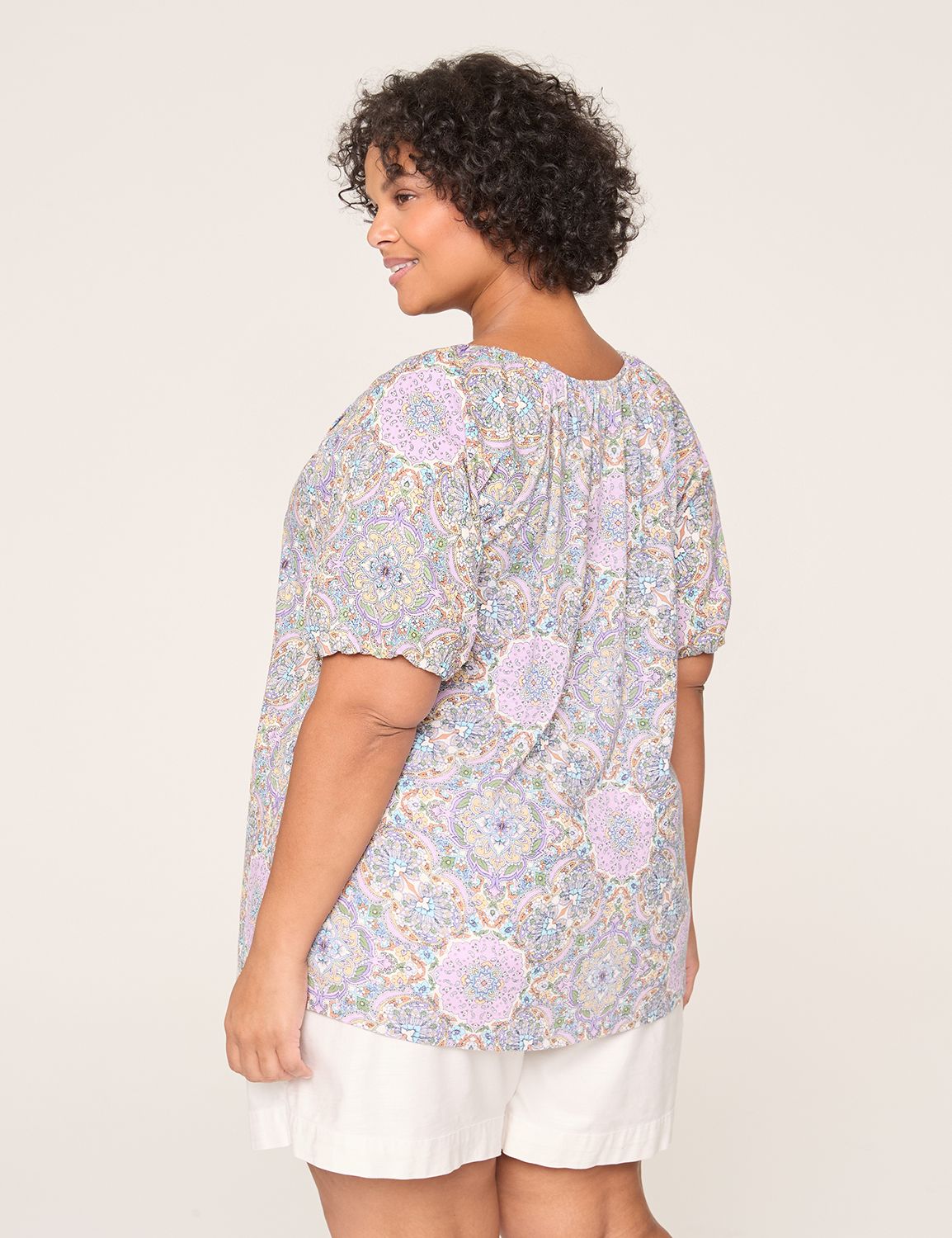 Bubble Short Sleeve Easy Crew Neck | LaneBryant