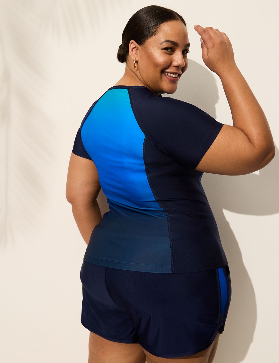 Plus Size | Short Sleeve 1/4 Zip Rash Guard 114 | LaneBryant