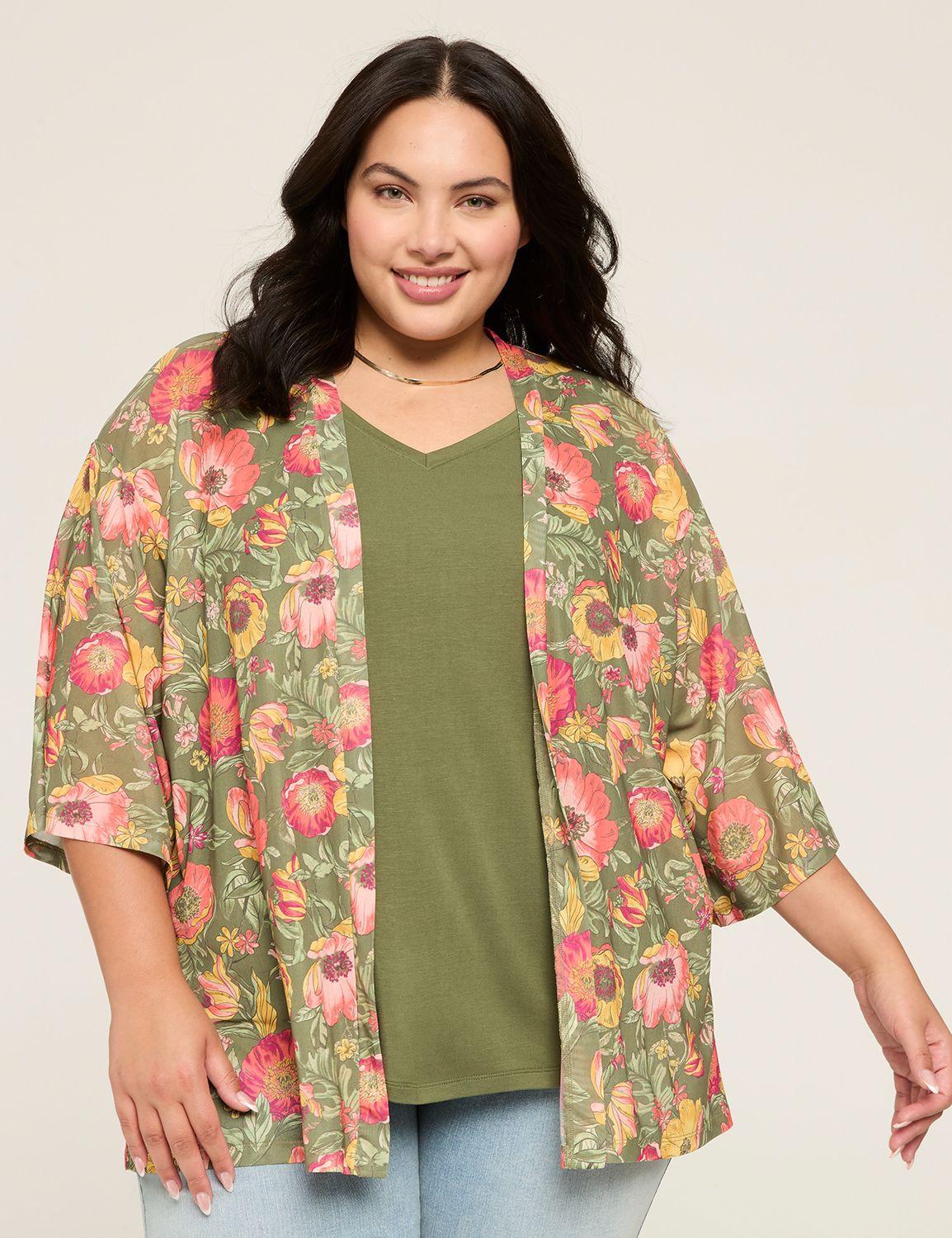 Casual Kimono Sleeve Open Front Ove | LaneBryant