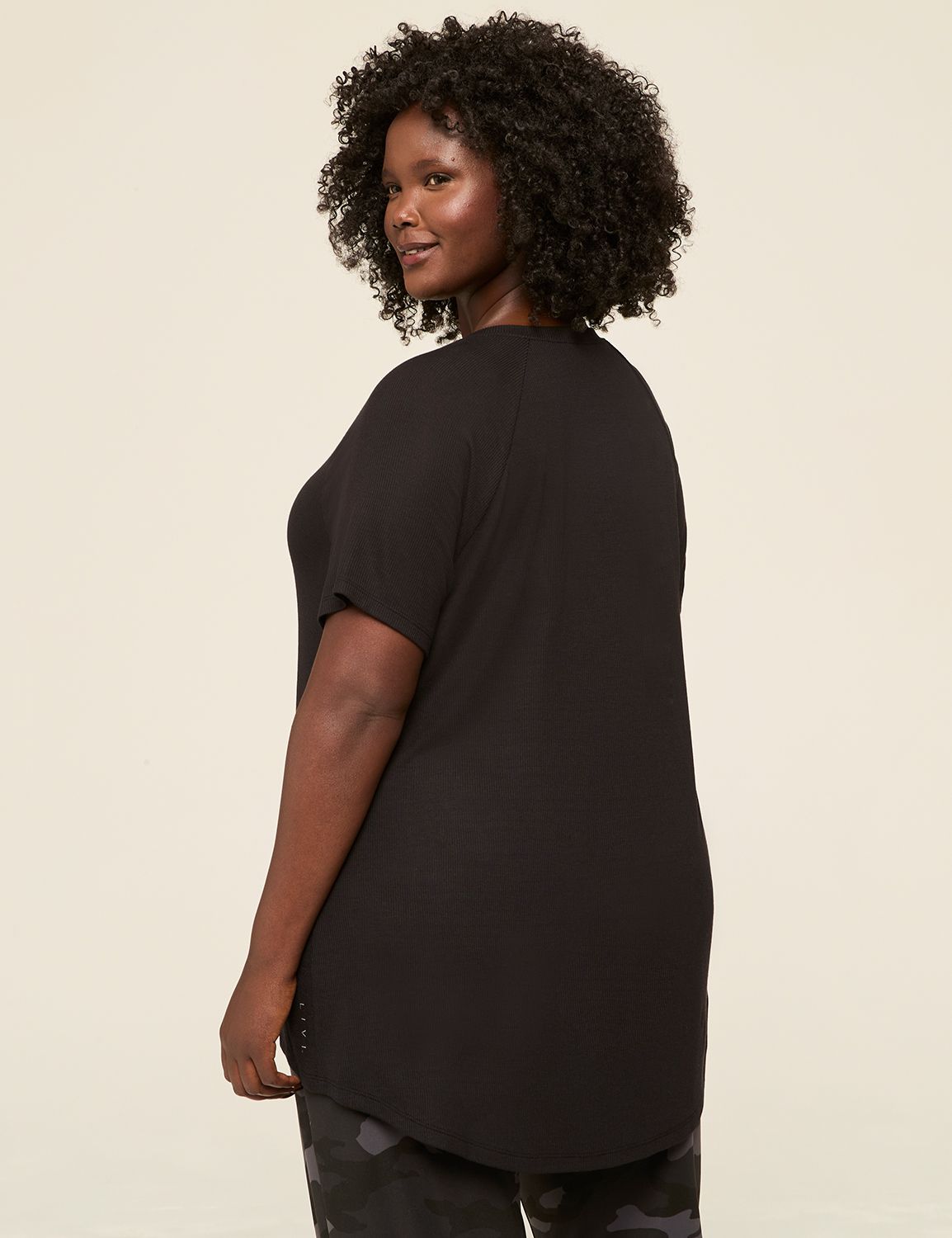 LIVI Short Sleeve Mid VNeck Rib Top | LaneBryant