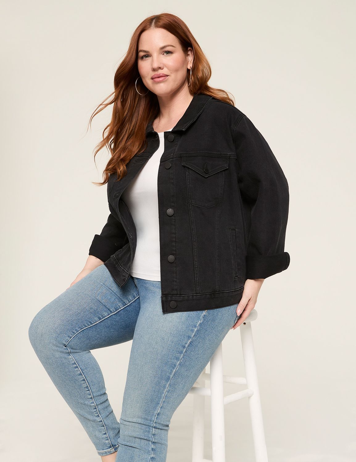 CORE DENIM JACKET - BLACK DENIM 114 | LaneBryant
