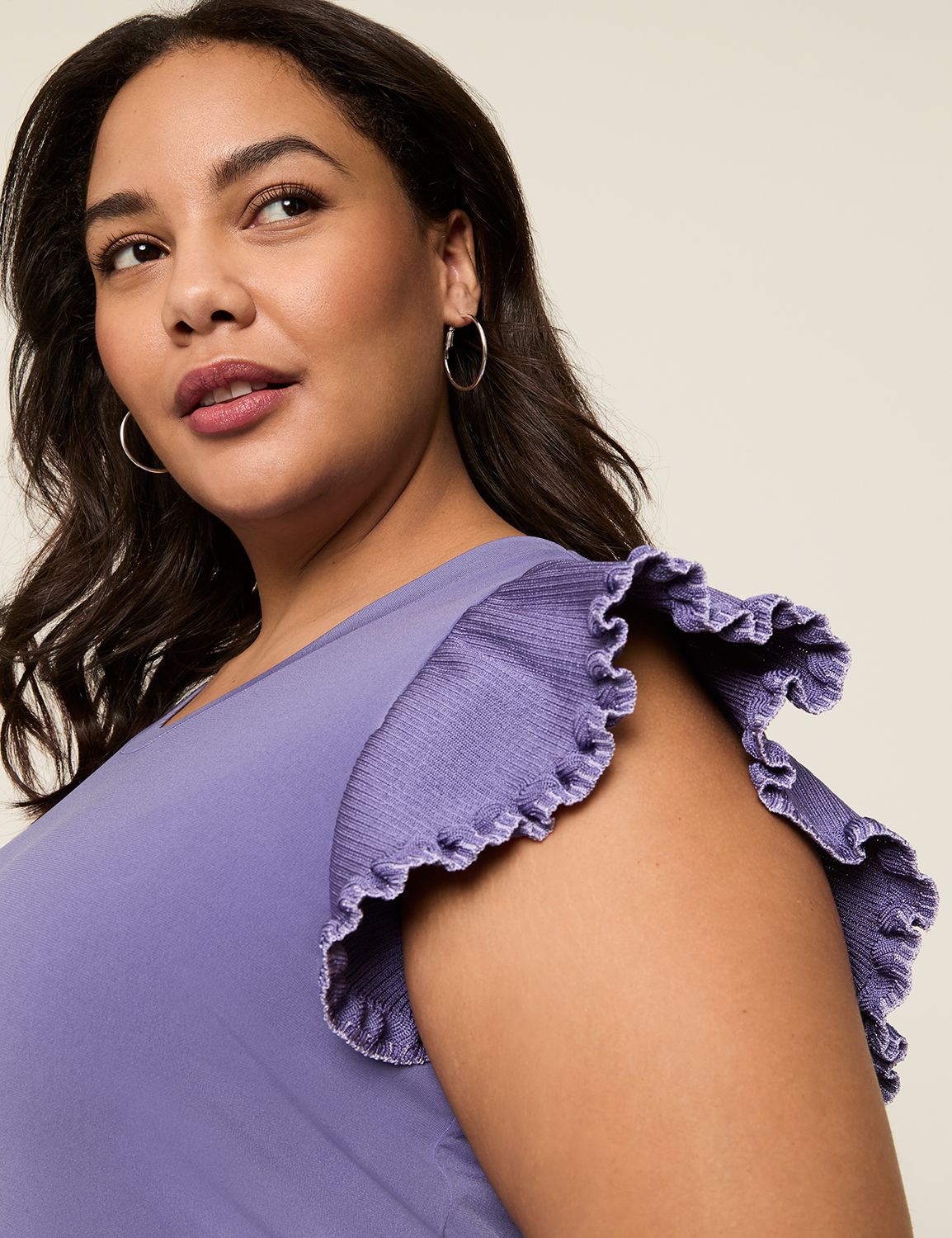 Ruffle Short Sleeve Scoop Neck Top | LaneBryant