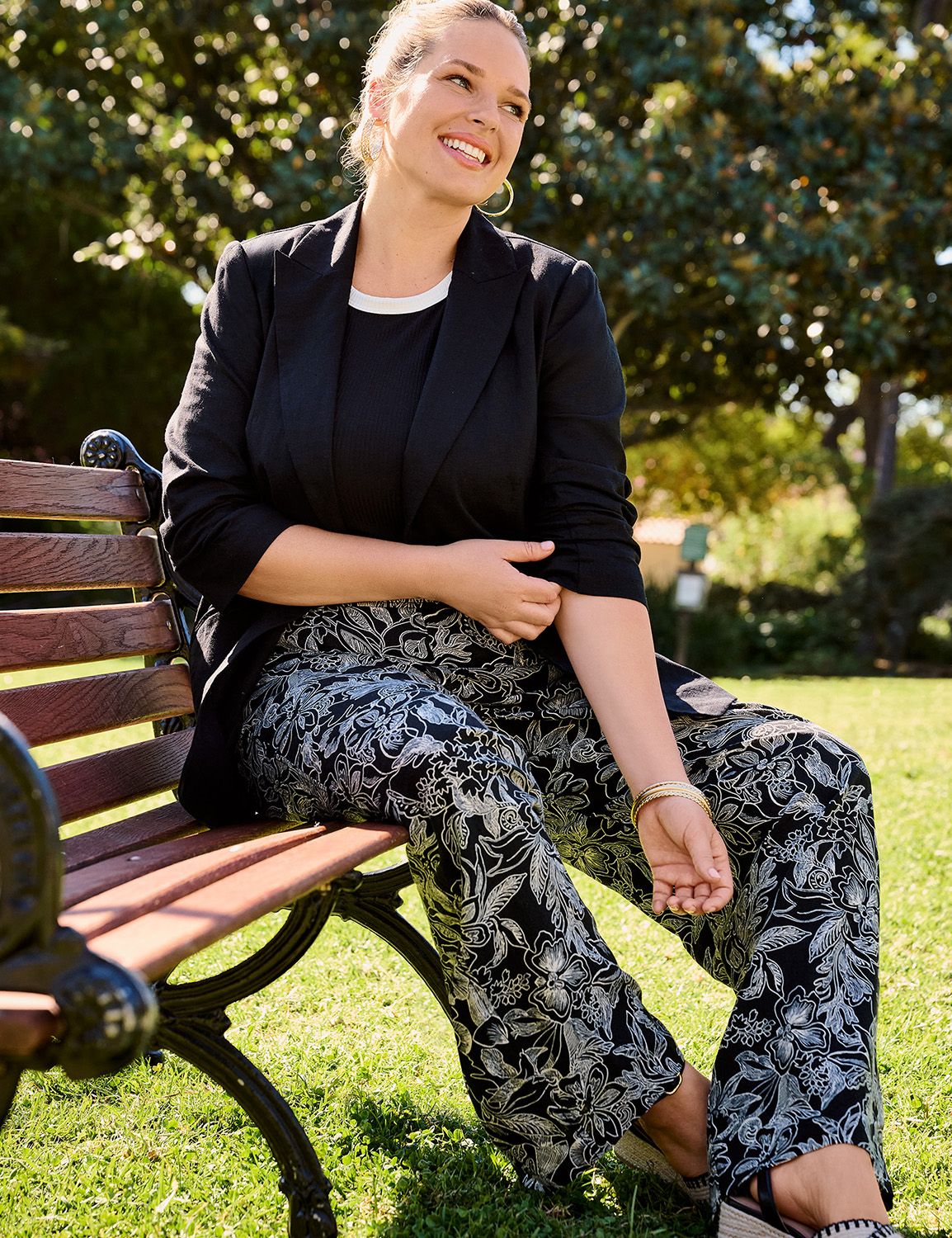 PULLON LINEN RELAXED STRAIGHT Print | LaneBryant