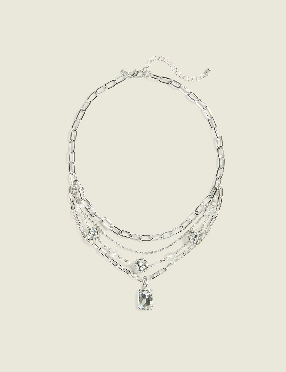Silver Fireball Multi Row Necklace | LaneBryant