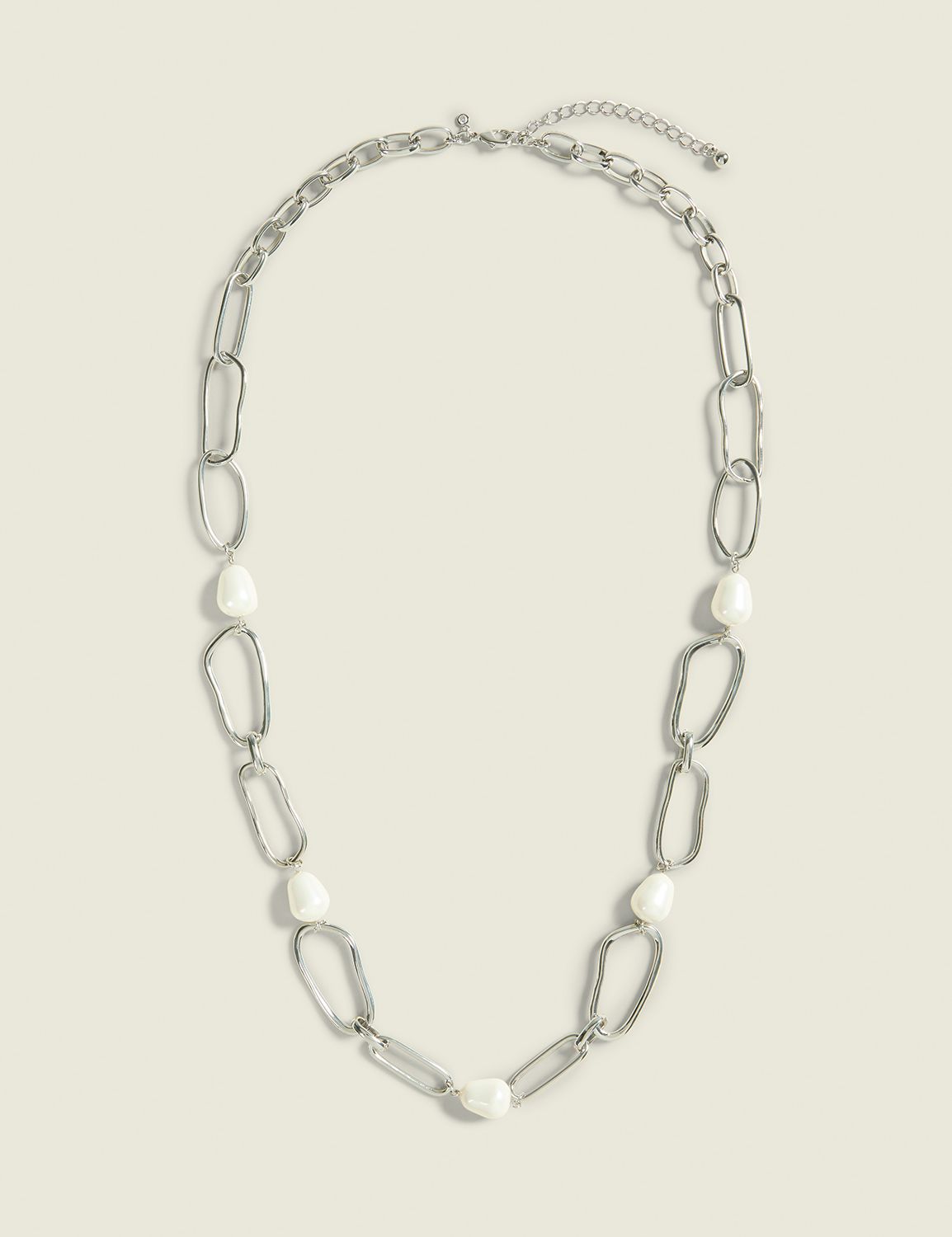 Silver & Pearl Single Row Chain Nec | LaneBryant