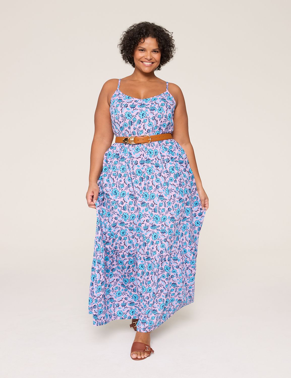 Sleeveless Narrow Strap Tiered Maxi | LaneBryant