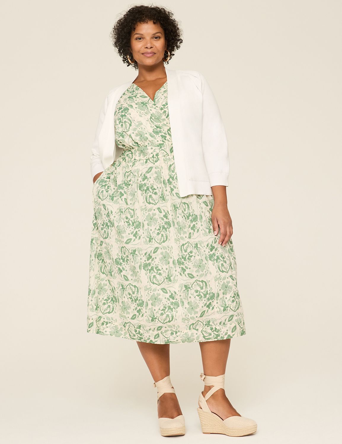 FIXED SURPLICE BORDER PIECED DRESS | LaneBryant