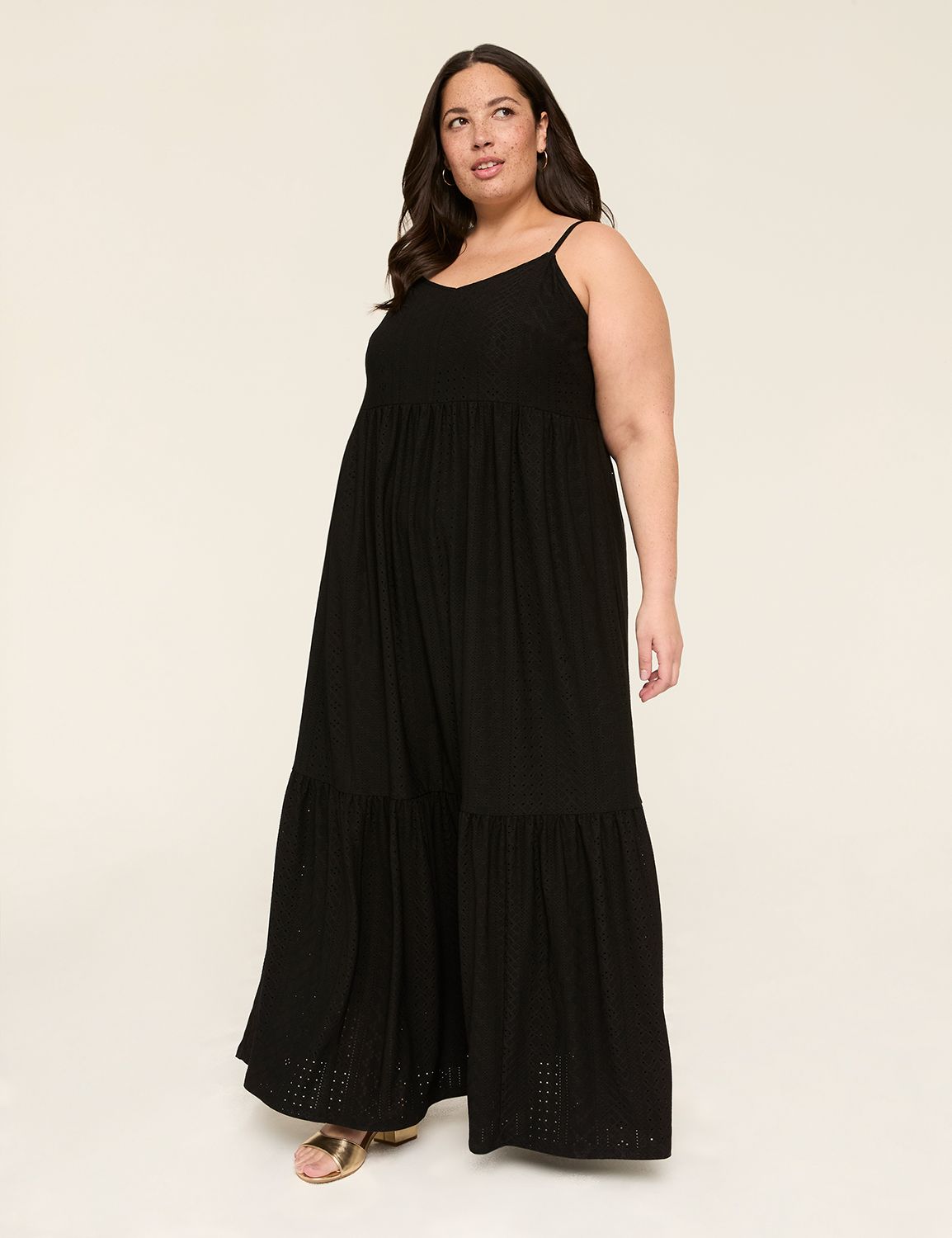 Sleeveless Narrow Strap Tiered Maxi | LaneBryant