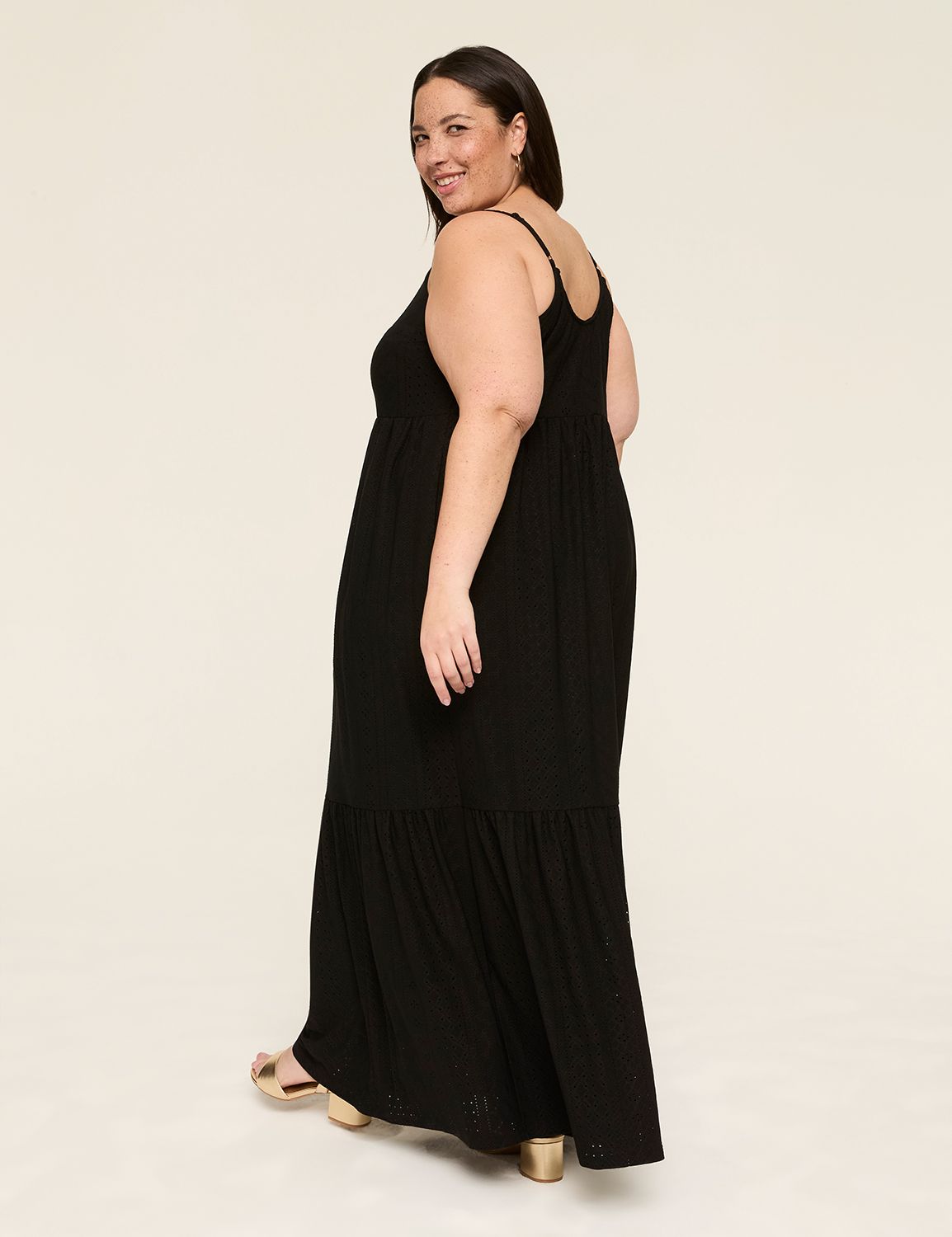 Sleeveless Narrow Strap Tiered Maxi | LaneBryant