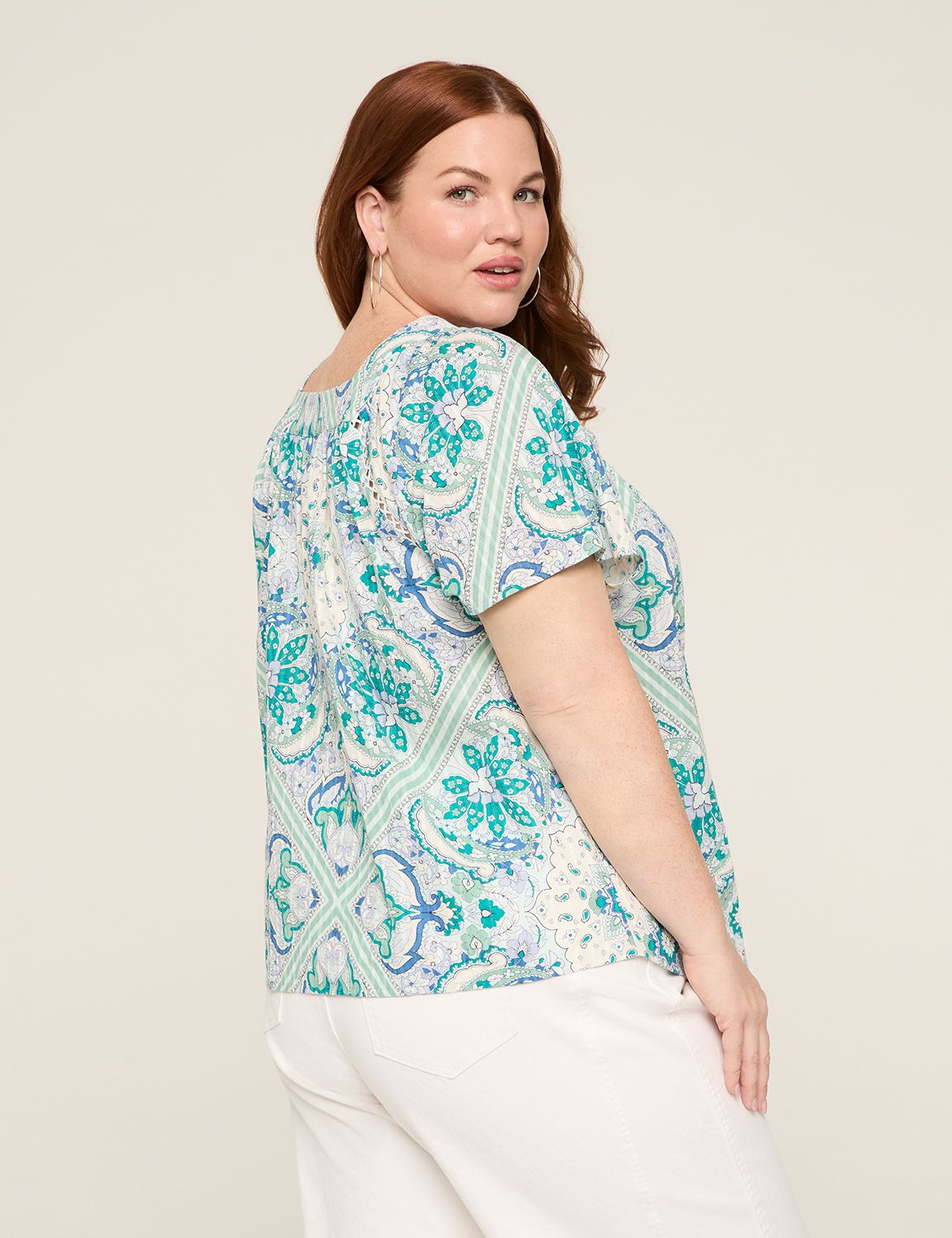 Swing Short Sleeve Square Neck Peas | LaneBryant