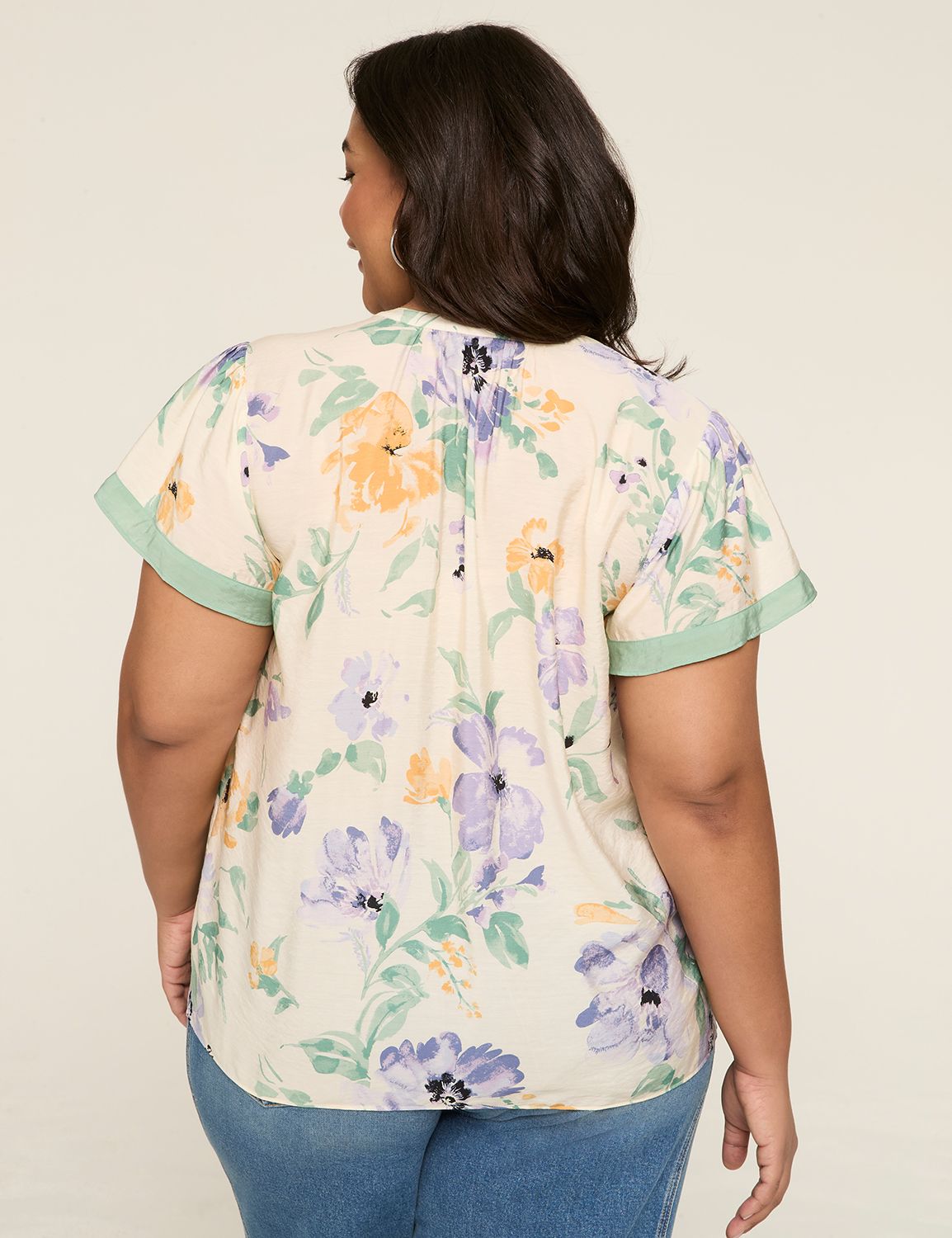 Classic Short Sleeve Ruffle Neck Po | LaneBryant