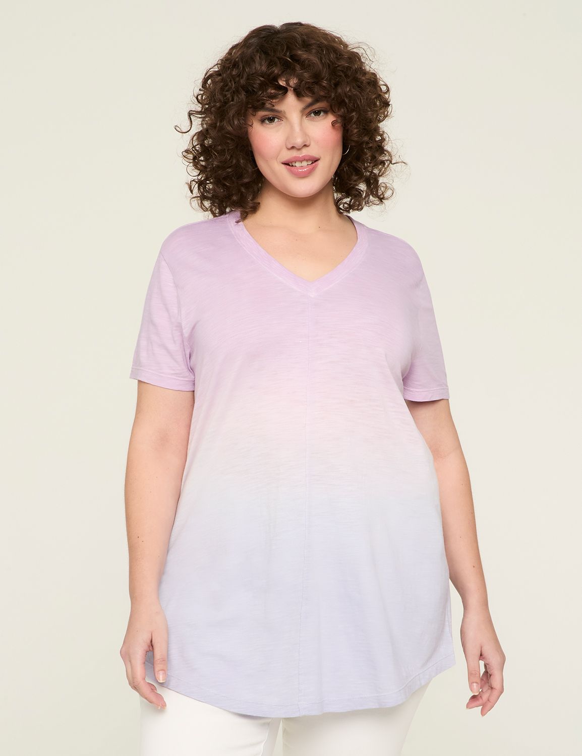 Casual Short Sleeve V-Neck CF Seame | LaneBryant