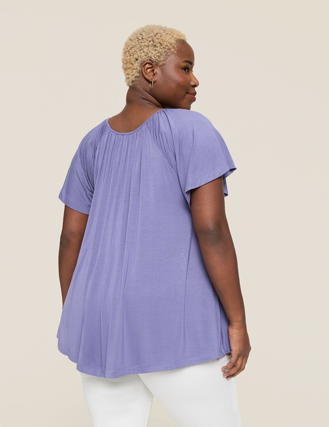 Refined Short Flutter Sleeve Boat N | LaneBryant