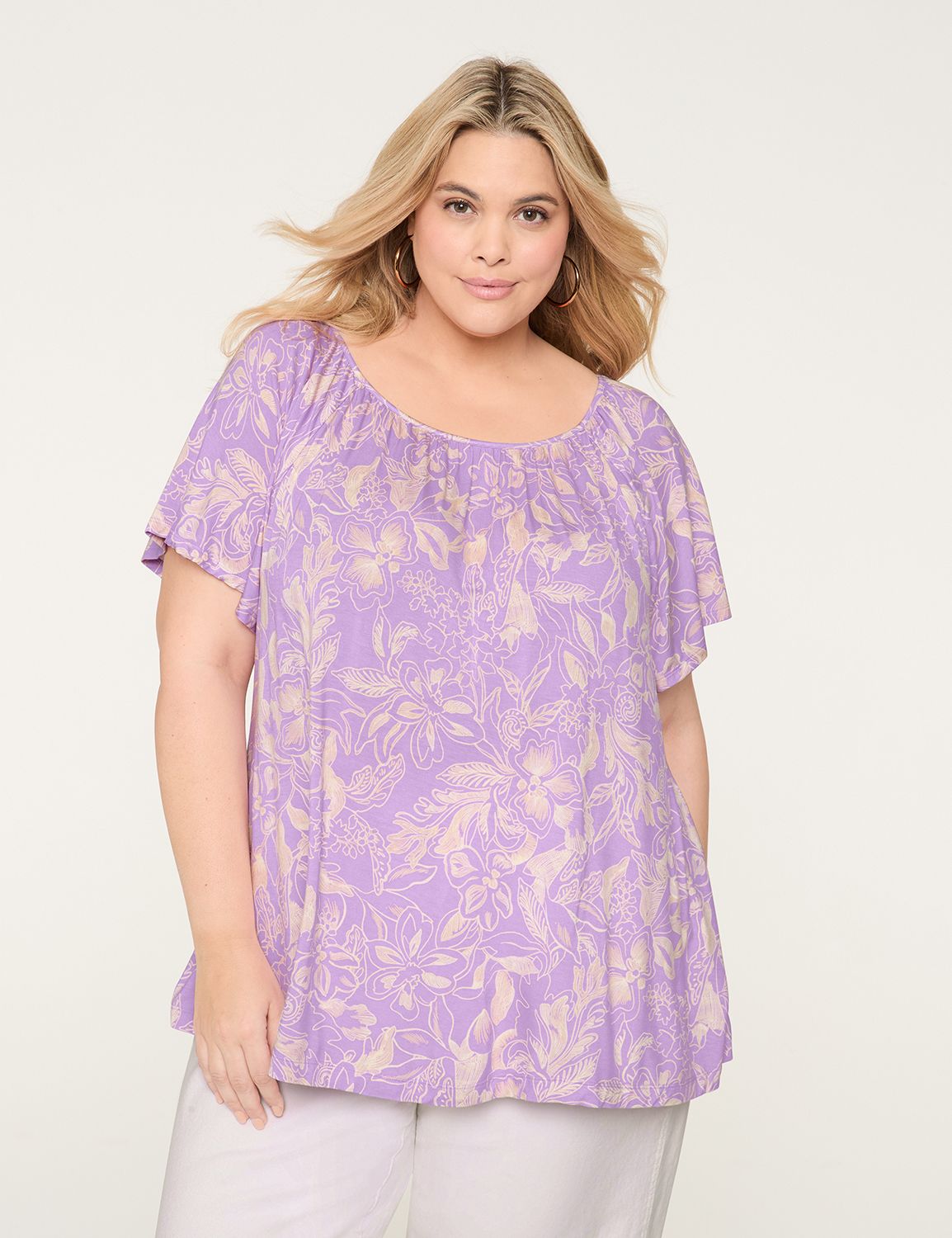 Refined Short Flutter Sleeve Boat N | LaneBryant