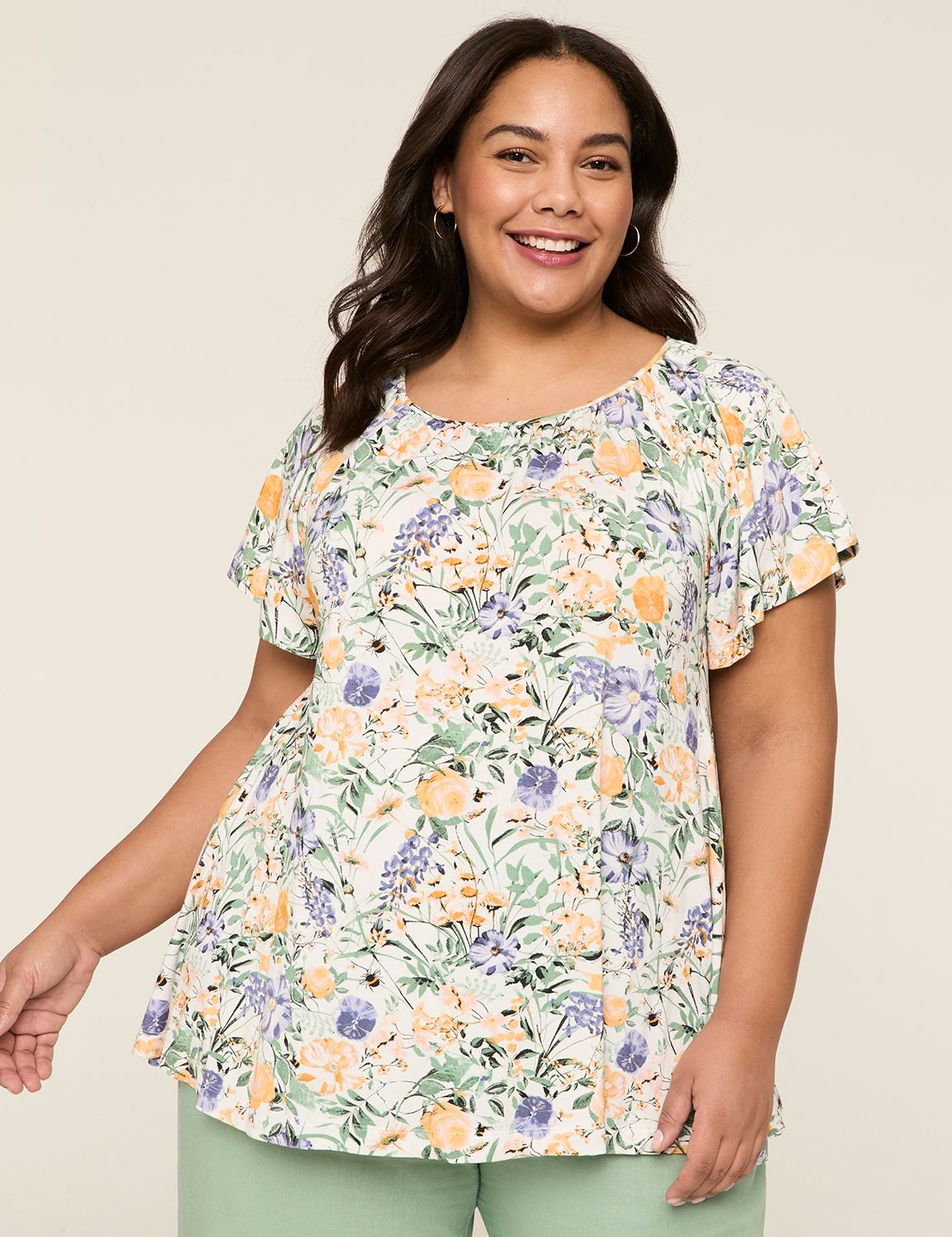 Refined Short Flutter Sleeve Boat N | LaneBryant